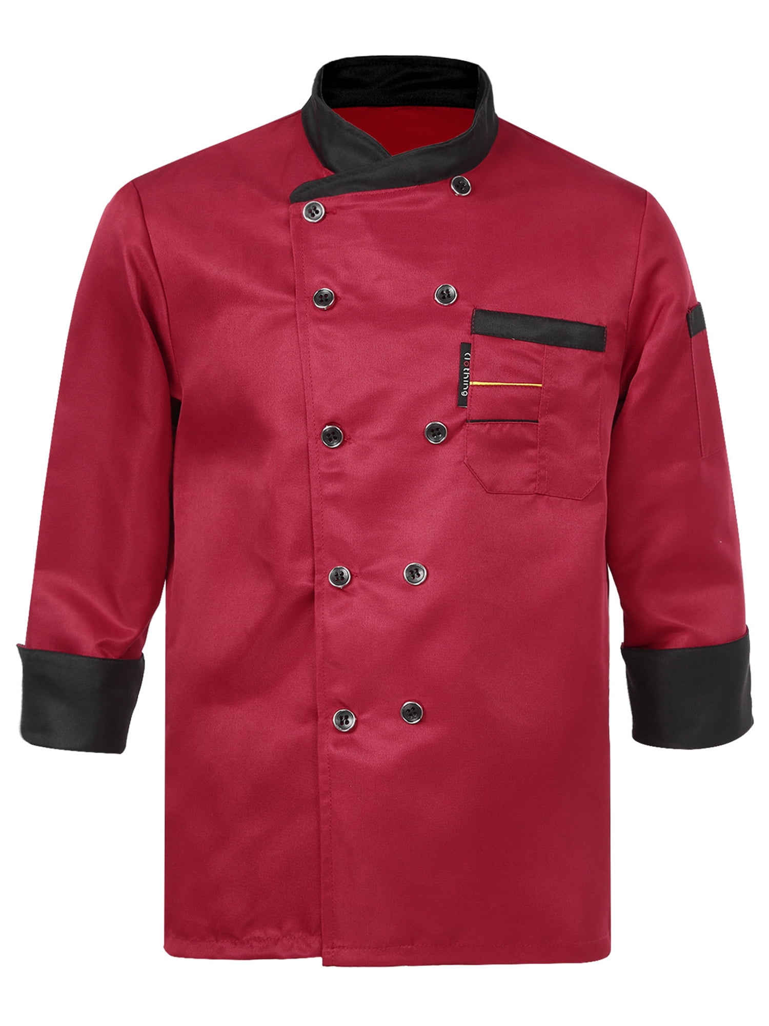 IEFIEL Mens Chef Shirt Kitchen Work Uniform Chef Cook Coat Hotel Jacket ...