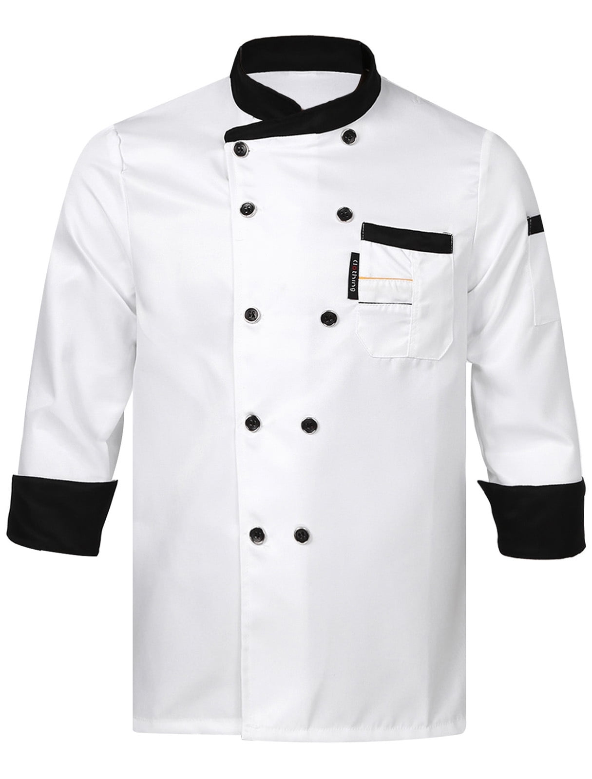 IEFIEL Mens Chef Shirt Kitchen Work Uniform Chef Cook Coat Hotel Jacket ...