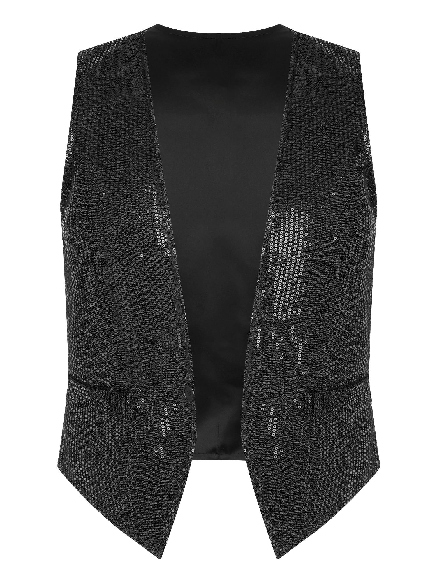 IEFIEL Mens Glittery Sequins Vest Shiny Sleeveless Waistcoat ...
