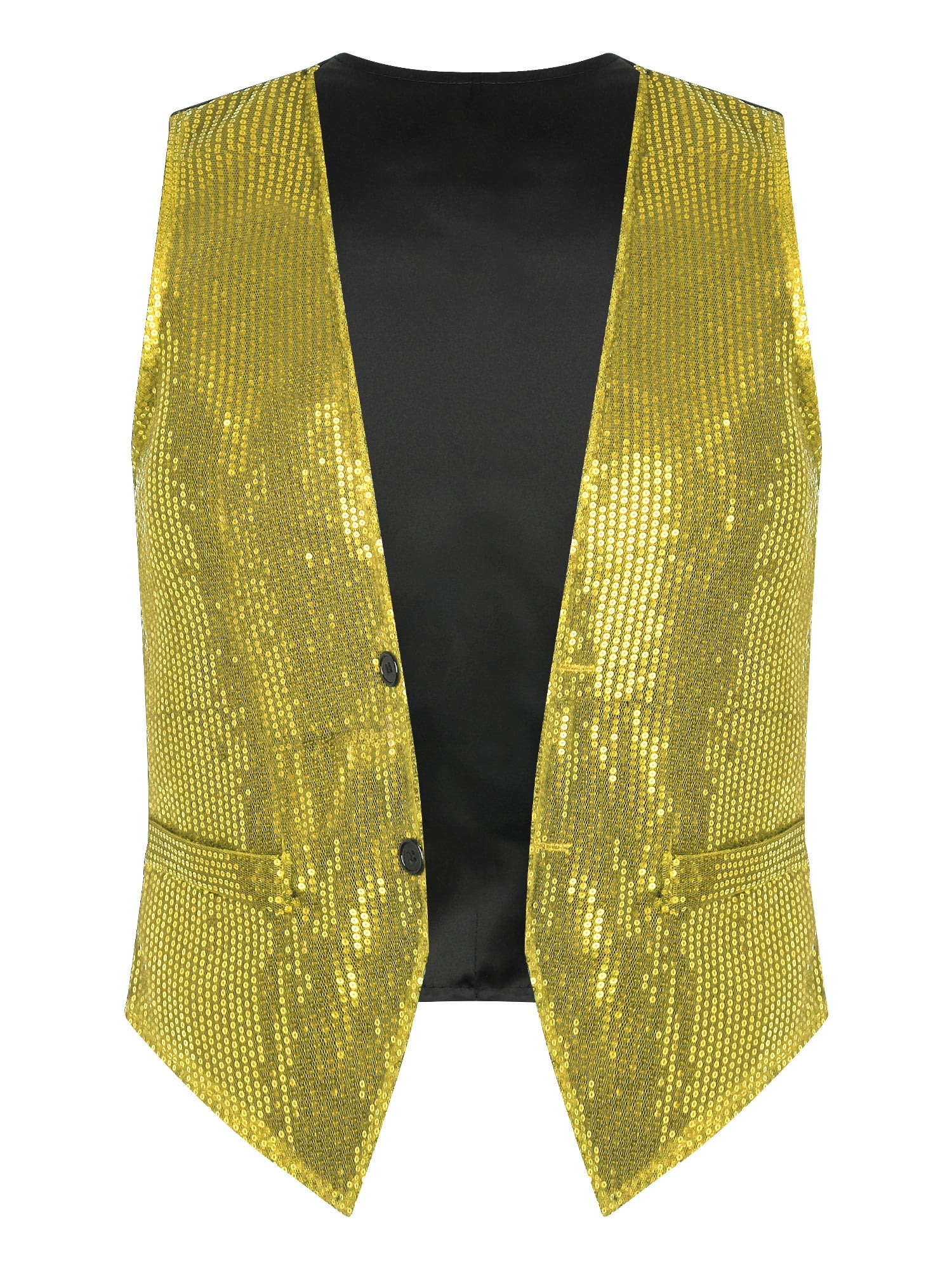 IEFIEL Mens Glittery Sequins Vest Shiny Sleeveless Waistcoat ...