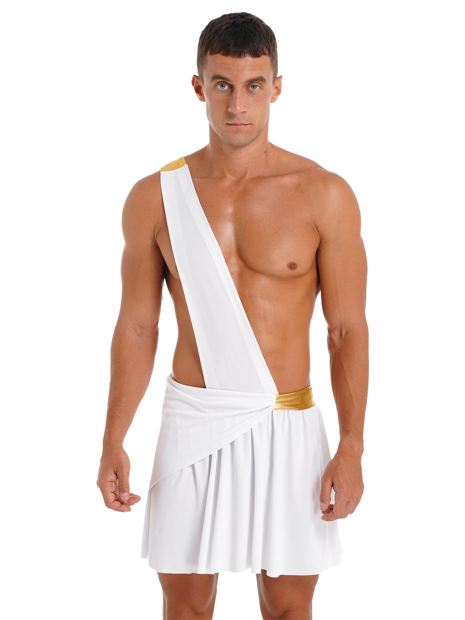 iEFiEL Adults Gladiator Costume, One Shoulder Ancient Greek Toga, White ...