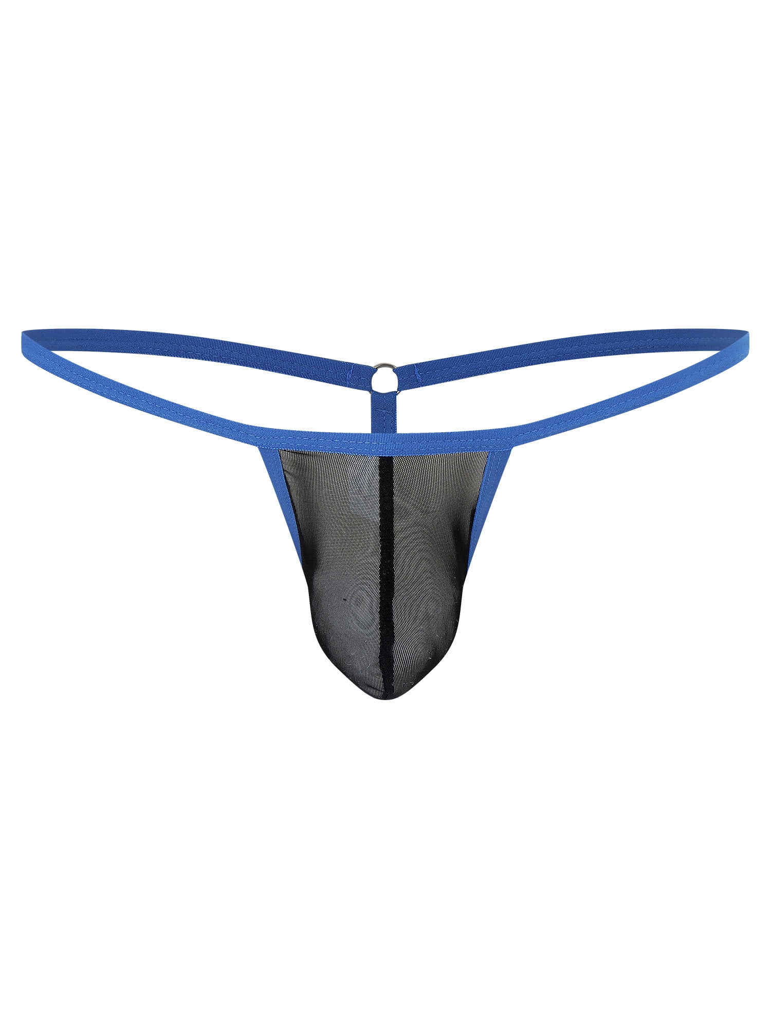 Iefiel Mens Mesh Sheer Thong Low Rise Underwear Stretchy T Back G String Black L