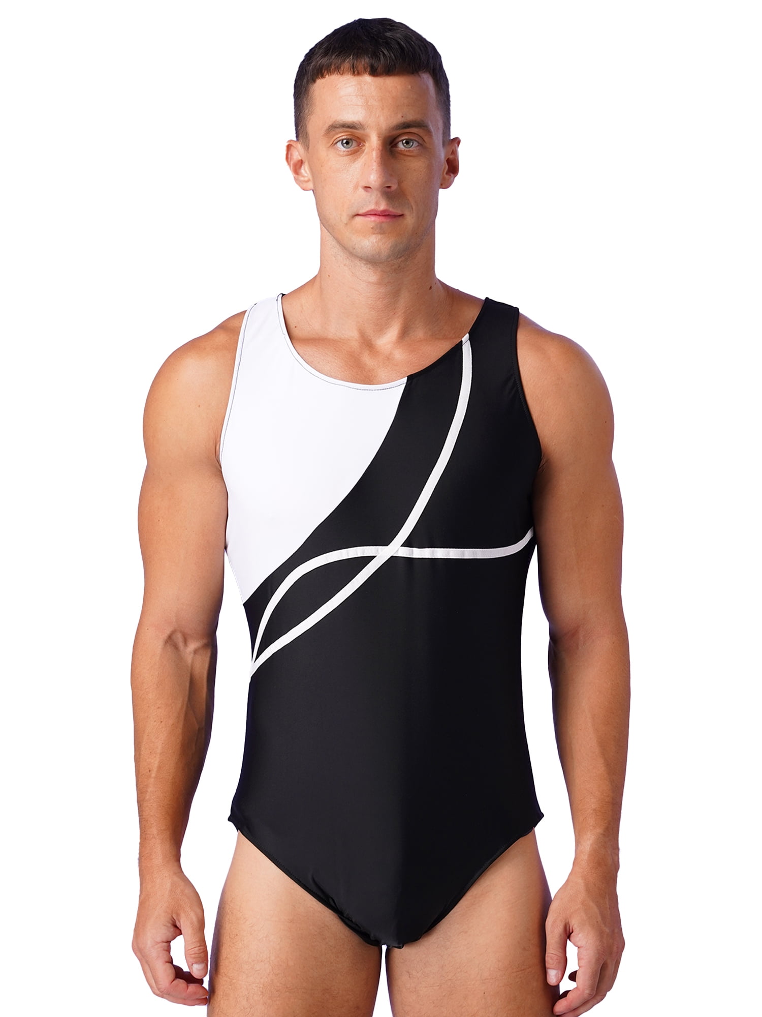 IEFIEL Mens Sleeveless Wrestling Singlet Gymnastics Dance Leotard Beach Volleyball Swimming ...