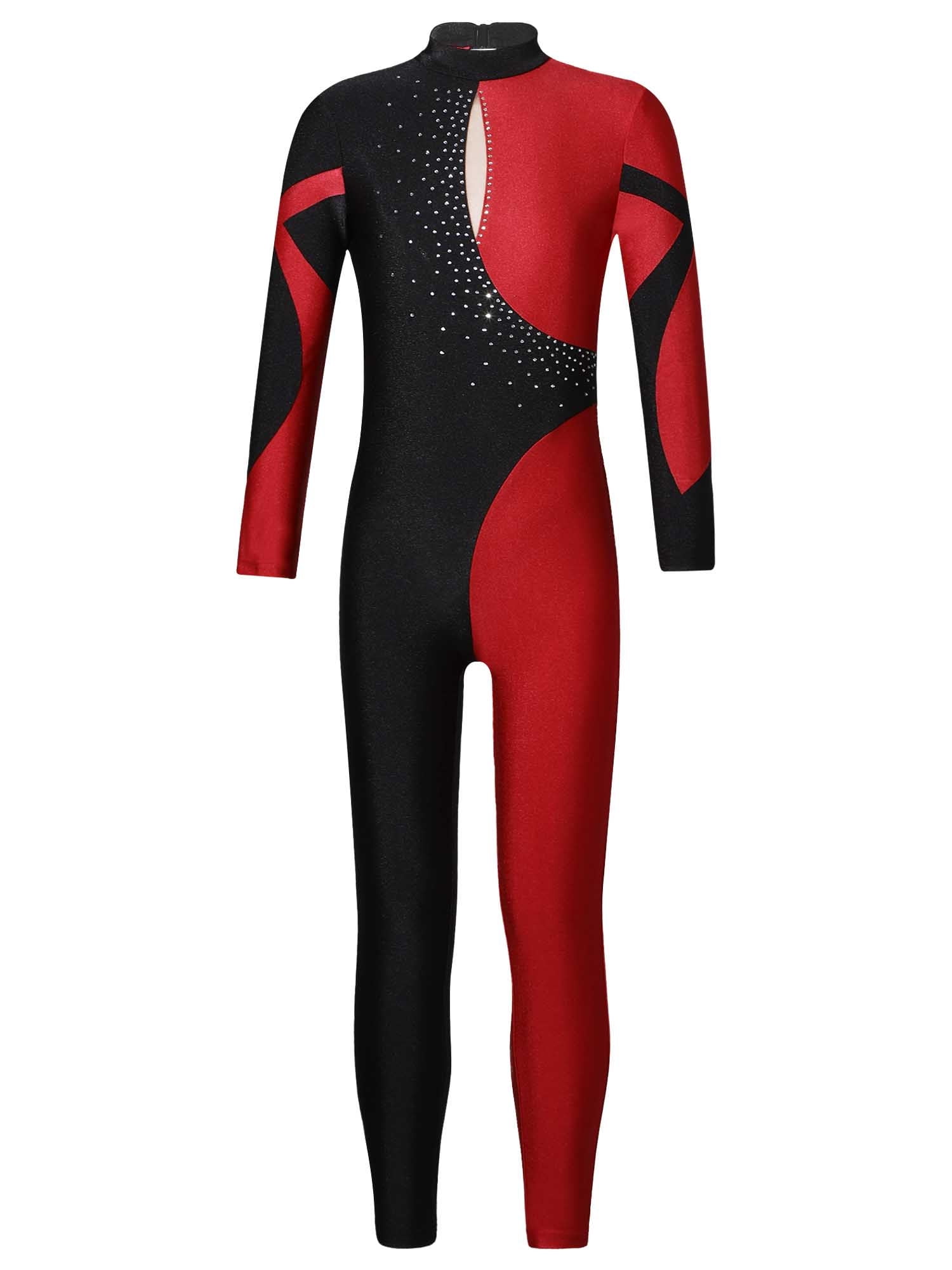 IEFIEL Teens Gymnastics Jumpsuit Girls Shiny Rhinestone Figure Ice ...