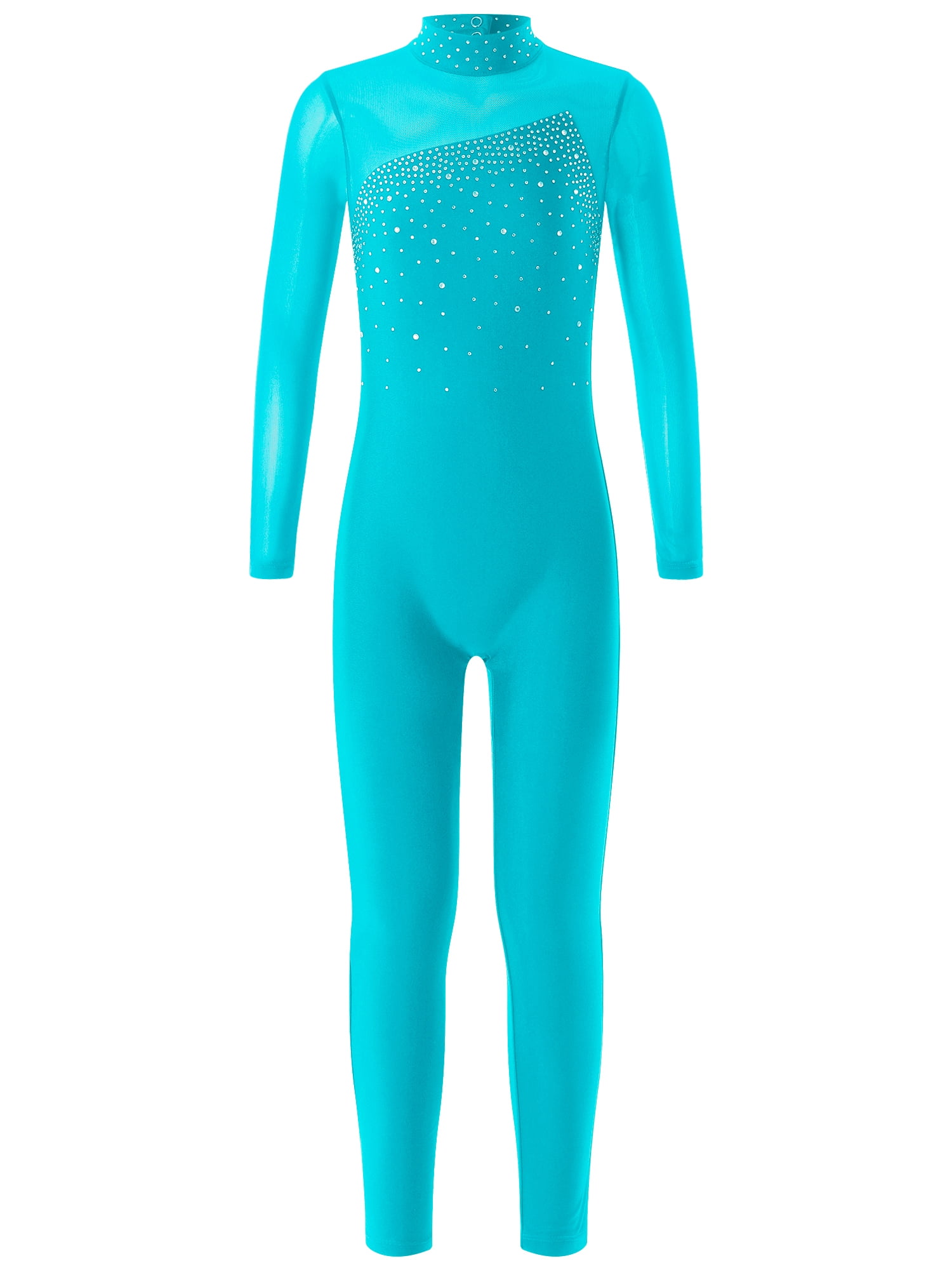IEFIEL Teens Gymnastics Jumpsuit Girls Shiny Rhinestone Figure Ice ...