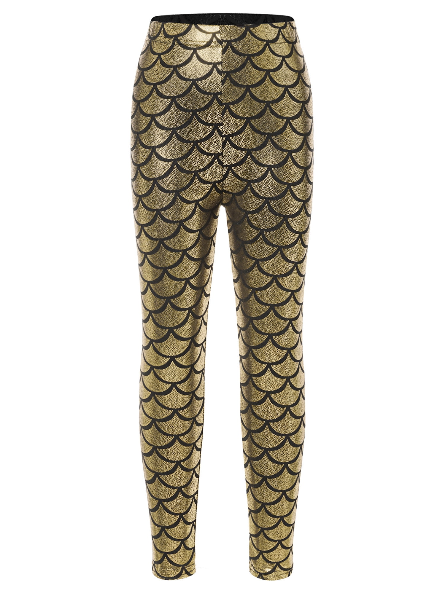 IEFIEL Toddler Girls Shiny Metallic Skinny Leggings Fish Scale Footless ...