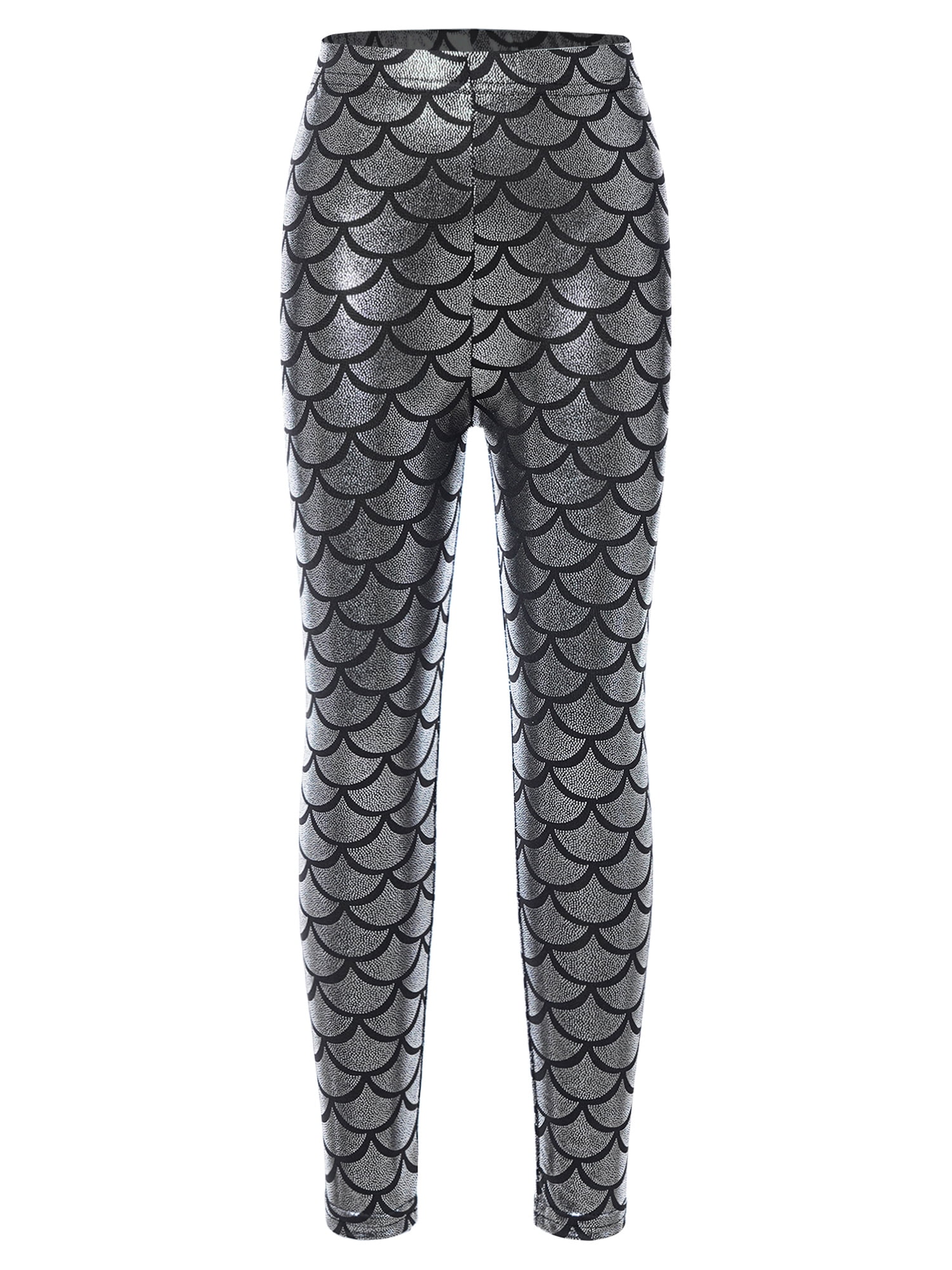 IEFIEL Toddler Girls Shiny Metallic Skinny Leggings Fish Scale Footless ...