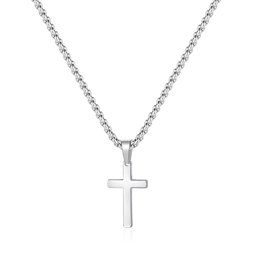 IEFSHINY 925 Sterling Silver Cross Pendant Cross Necklace for Men ...