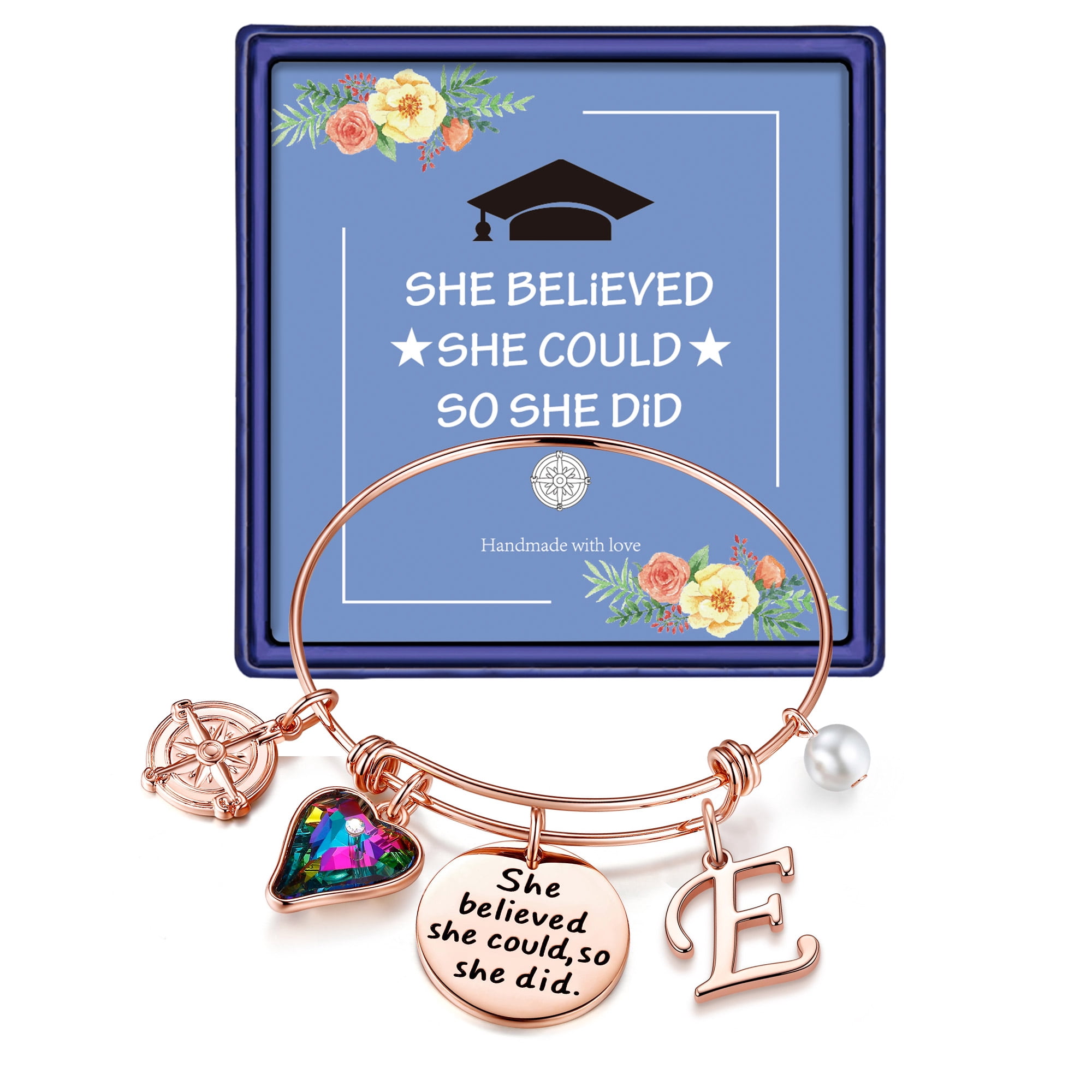 IEFSHINY Inspirational Graduation Bracelet for Friend Engraved Grad ...