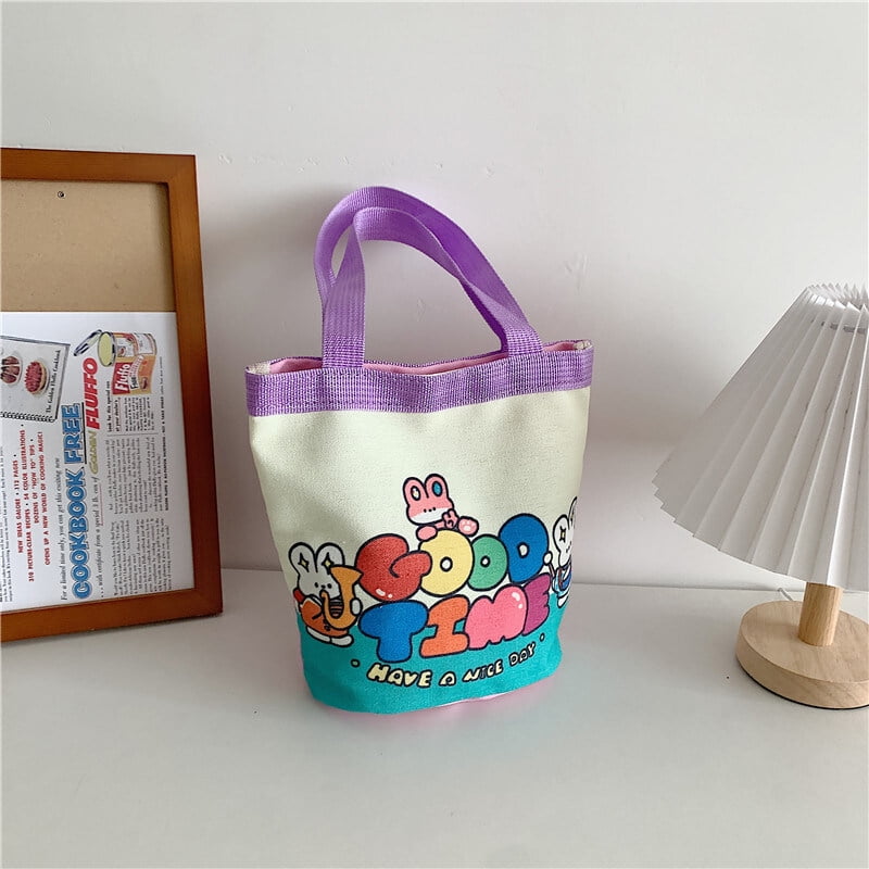 IELGY Cute graffiti women's hand canvas bag printed cylinder mini tote ...