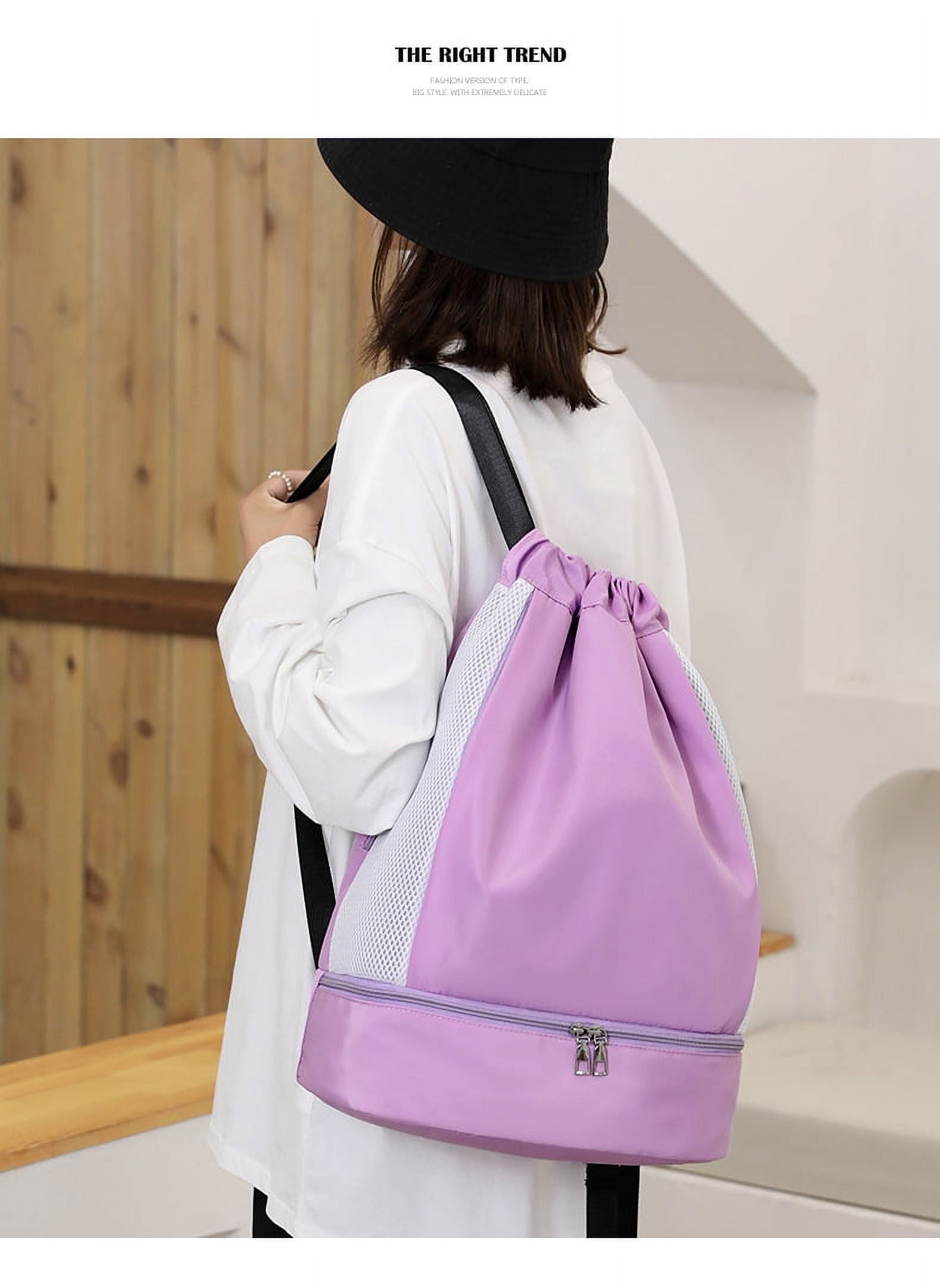 IELGY Draw string backpack new ms han edition lightweight nylon fabric ...