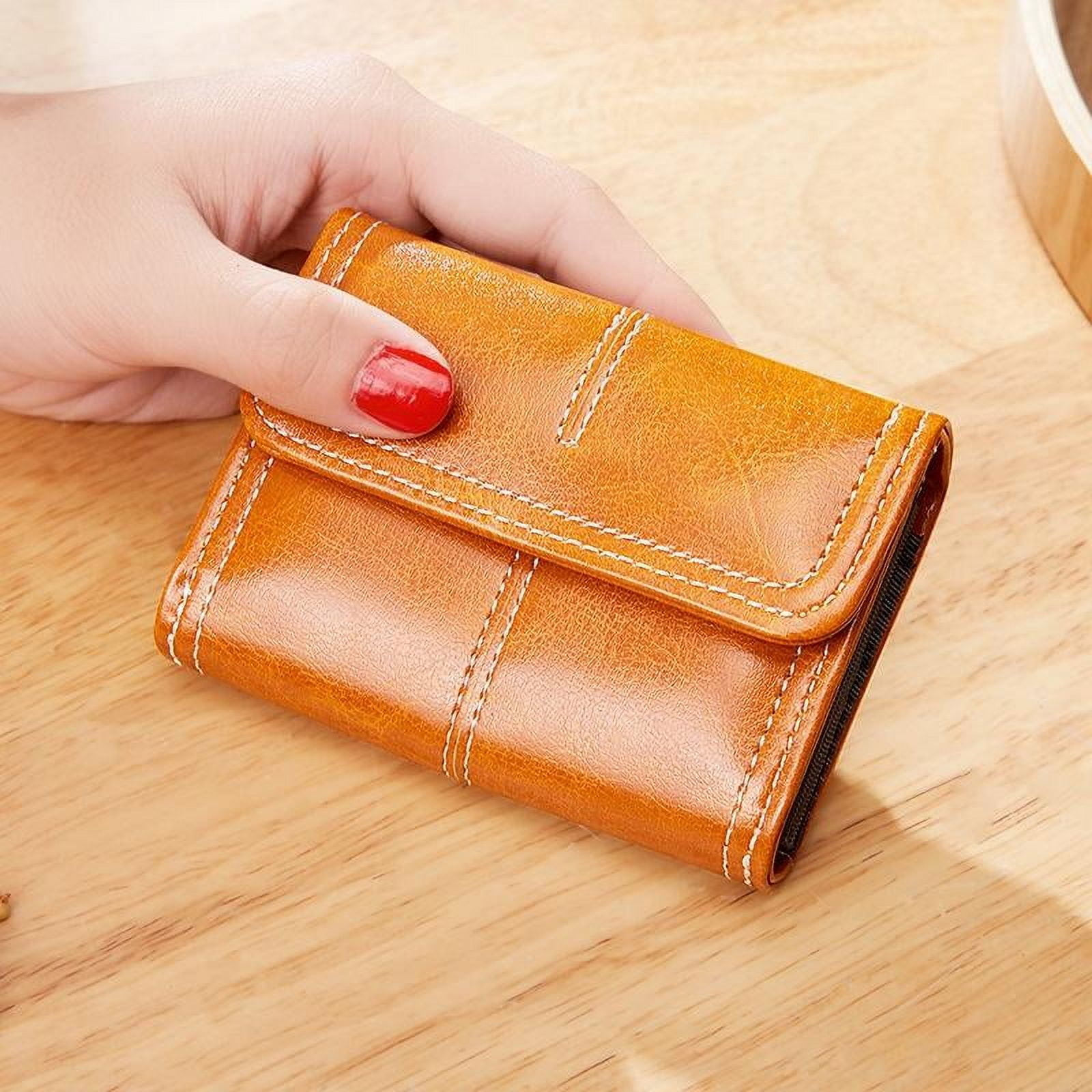 IELGY Women's Retro Wax Leather Mini Buckle Card Bag - Walmart.com