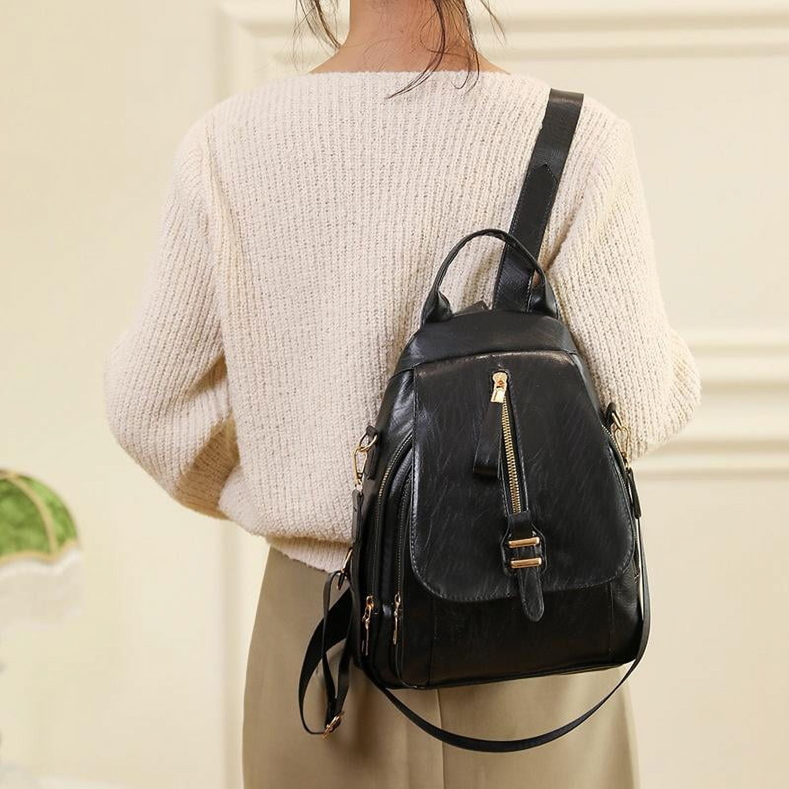 IELGY backpack pu large-capacity travel small backpack, fashionable ...