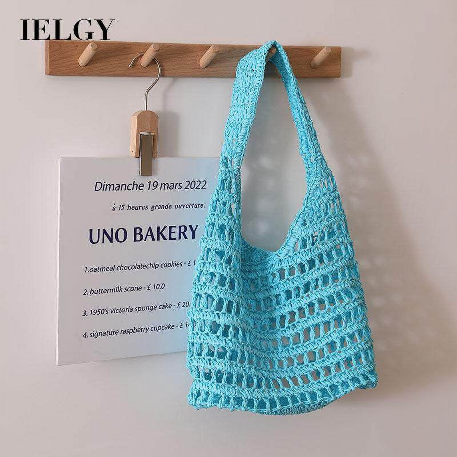 IELGY french large capacity candy color hollow woven handbag for women ...