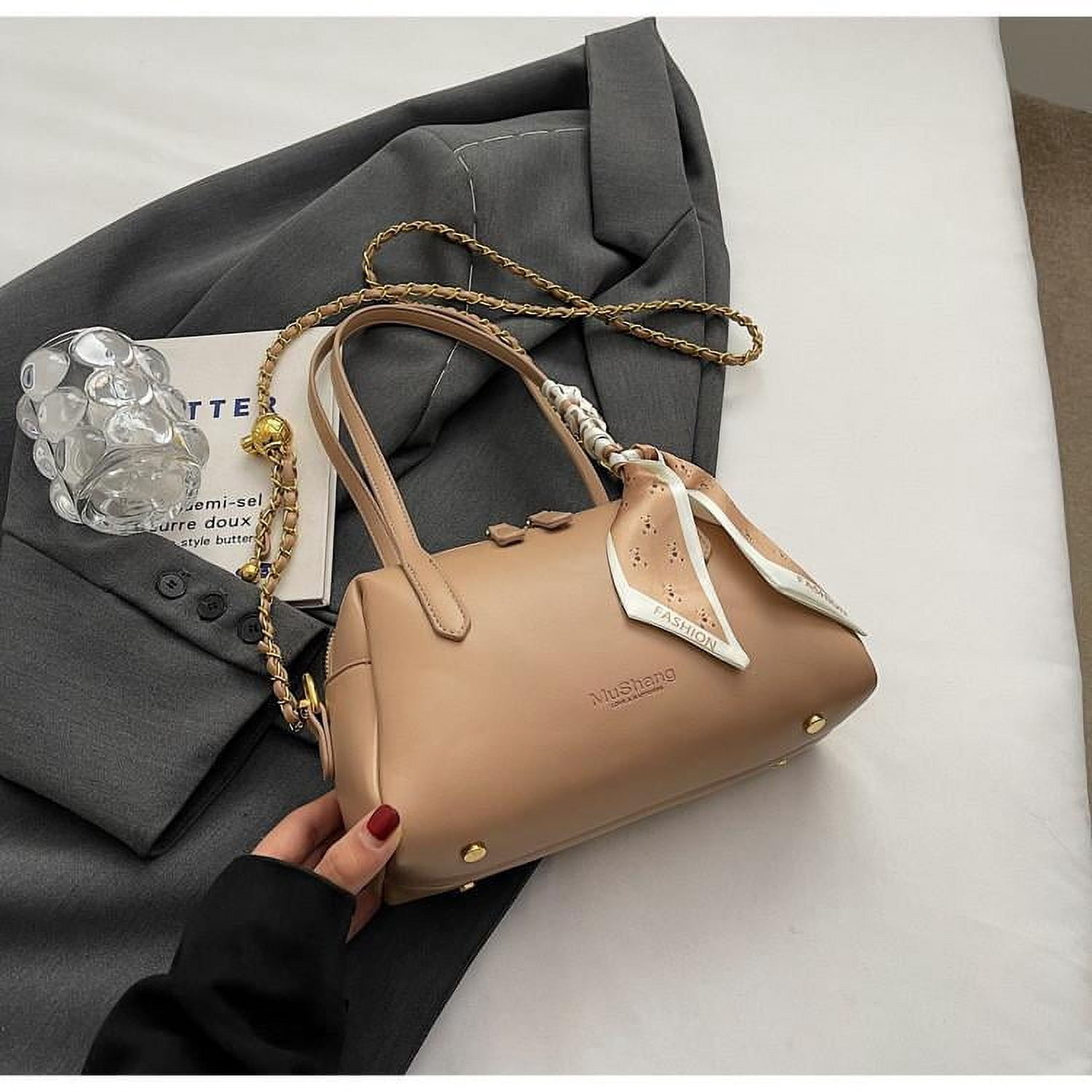 IELGY retro premium underarm bag, solid color simple fashion chain ...