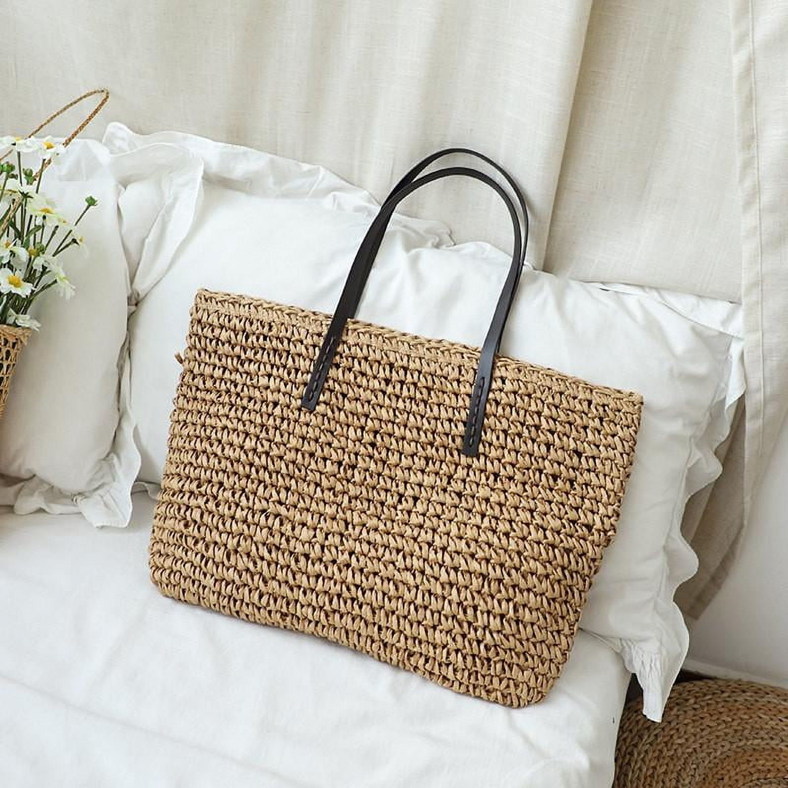 IELGY summer pastoral woven beach bag, casual seaside vacation handbag ...