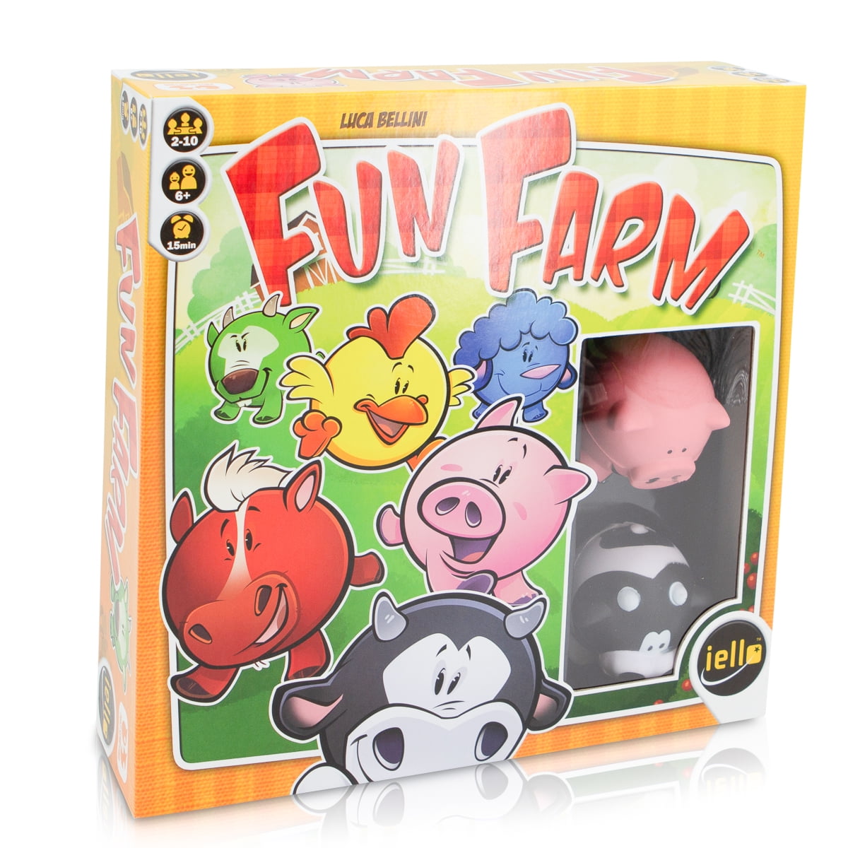 IELLO Fun Farm Animal Card Game for Kids with Cards, Dice, Plush Toys ...