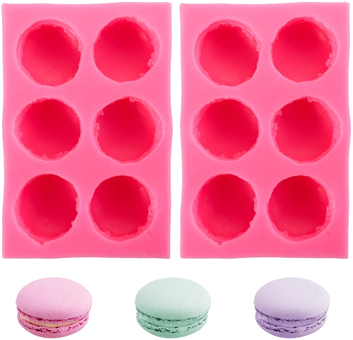 IEMIEBSHA 2 Pack 6-Cavity 3D Macaroon Silicone Mold, Macaron Hamburger ...