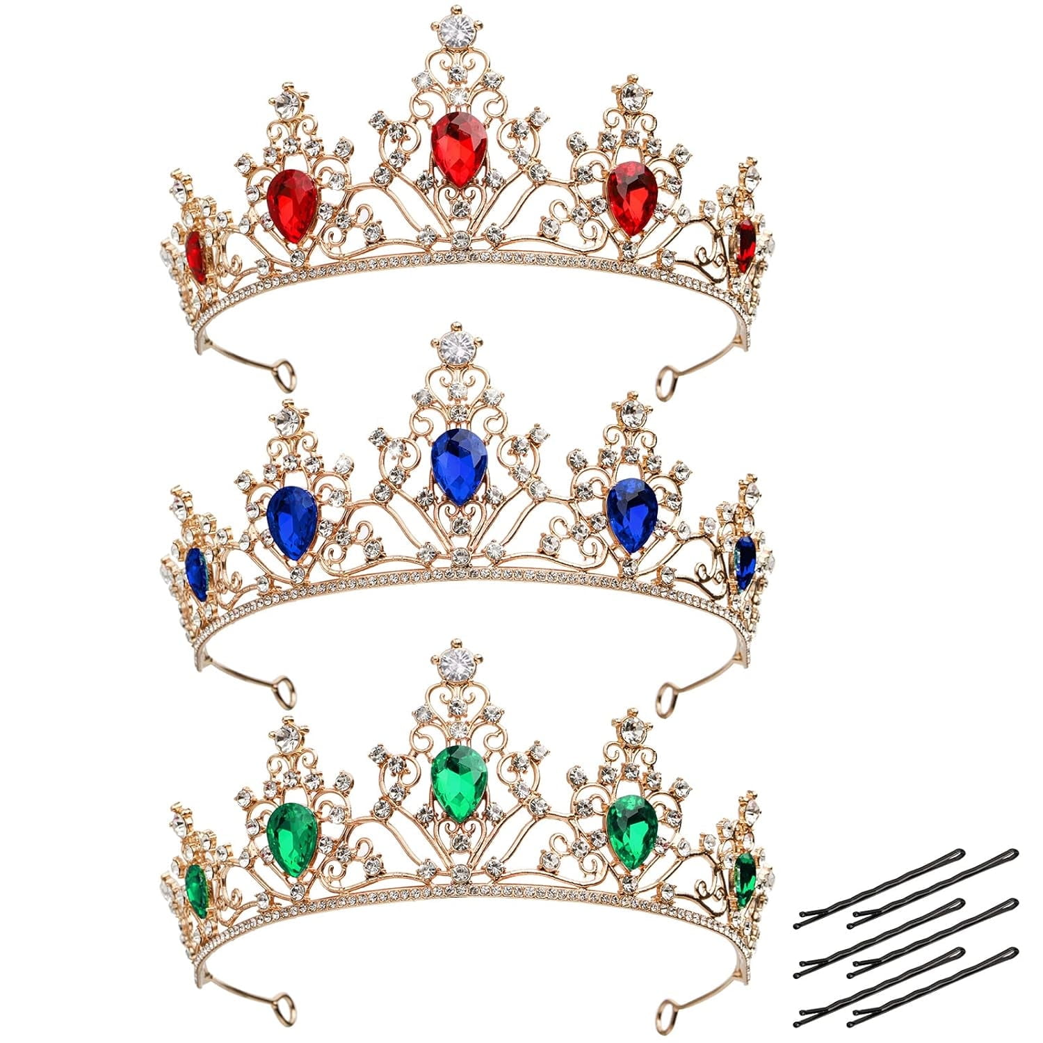 IEMIEBSHA 3 Pack Gold Queen Crowns for Women Girls, Queen Tiaras with ...