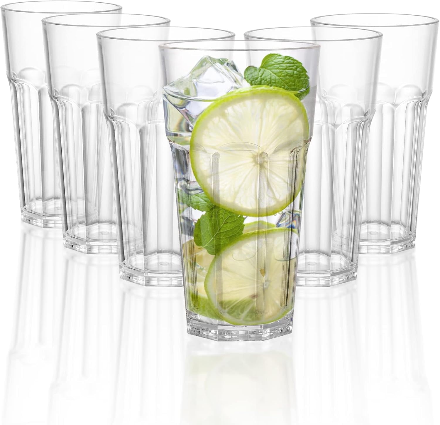 IEMIEBSHA 6 Pack Plastic Tumbler Cups, 12Oz Stackable Highball Drinking ...