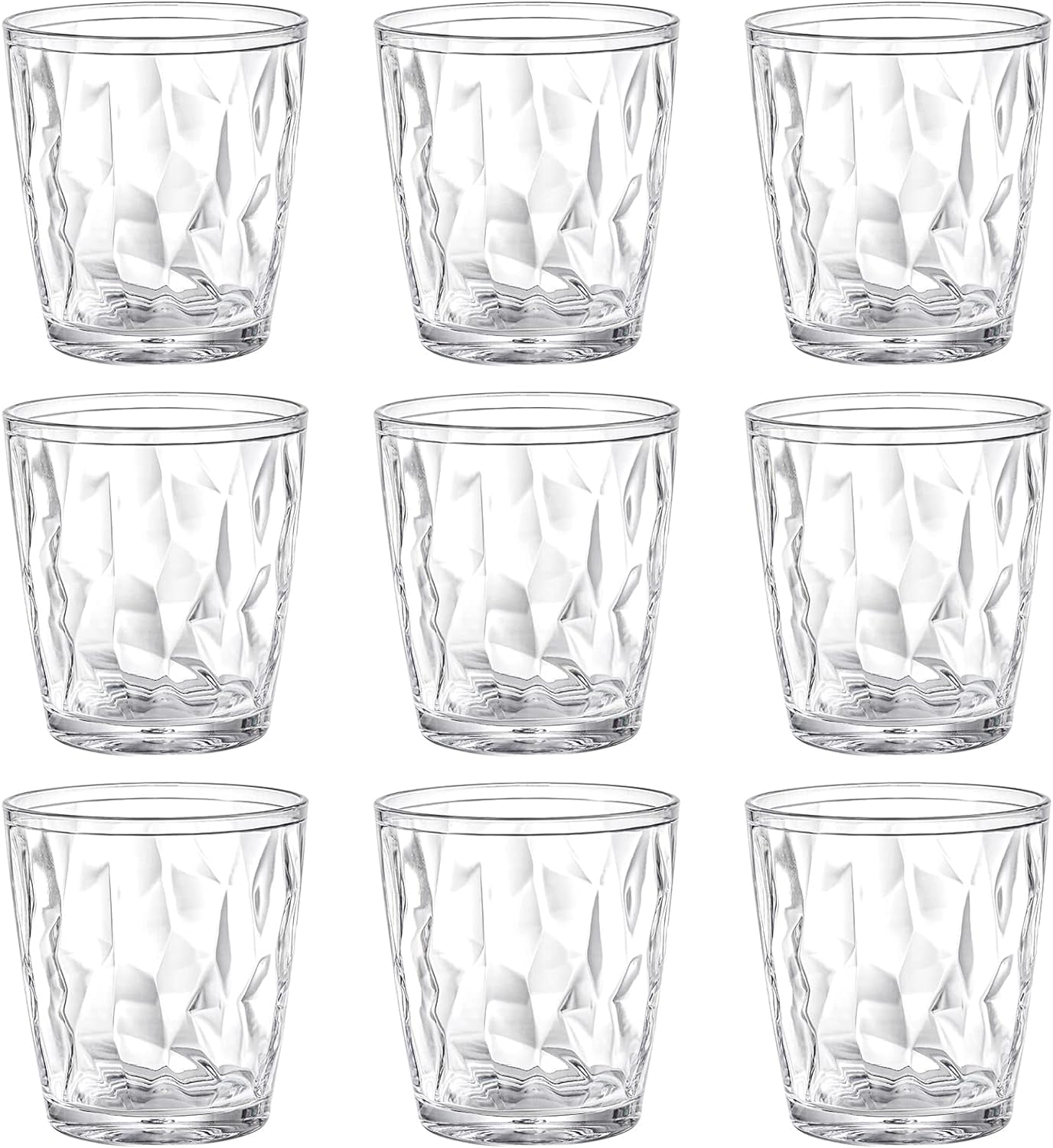 IEMIEBSHA 9-Pack 10oz Unbreakable Acrylic Tumblers, Clear & Stackable ...
