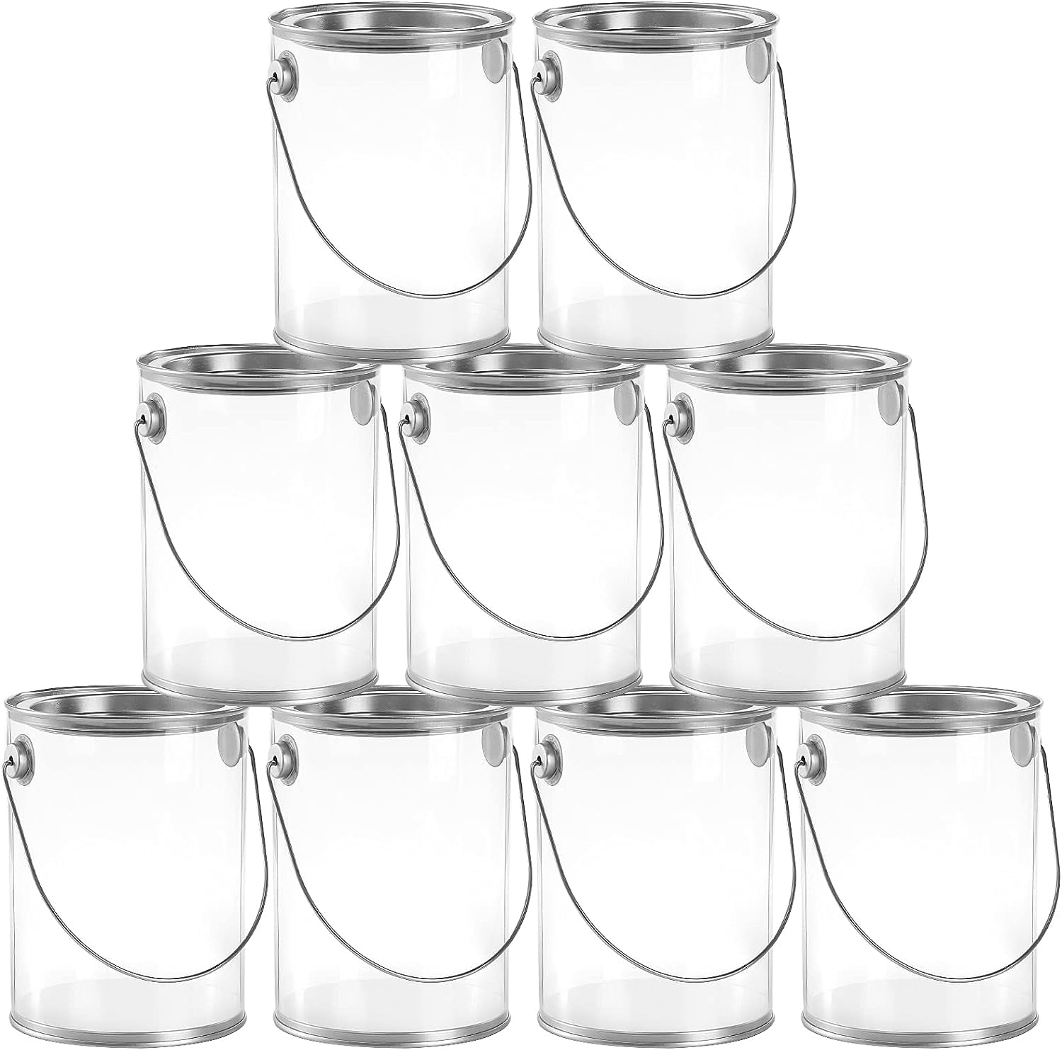 IEMIEBSHA 9 Pack Clear Paint Can Containers with Metal Lids, 5 Inches ...