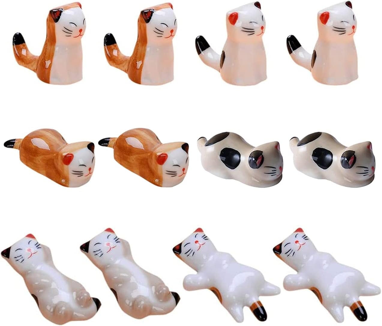 IEMIEBSHA Chopstick Rest, 12 Pieces Cute Cat Ceramic Chopsticks Rest ...
