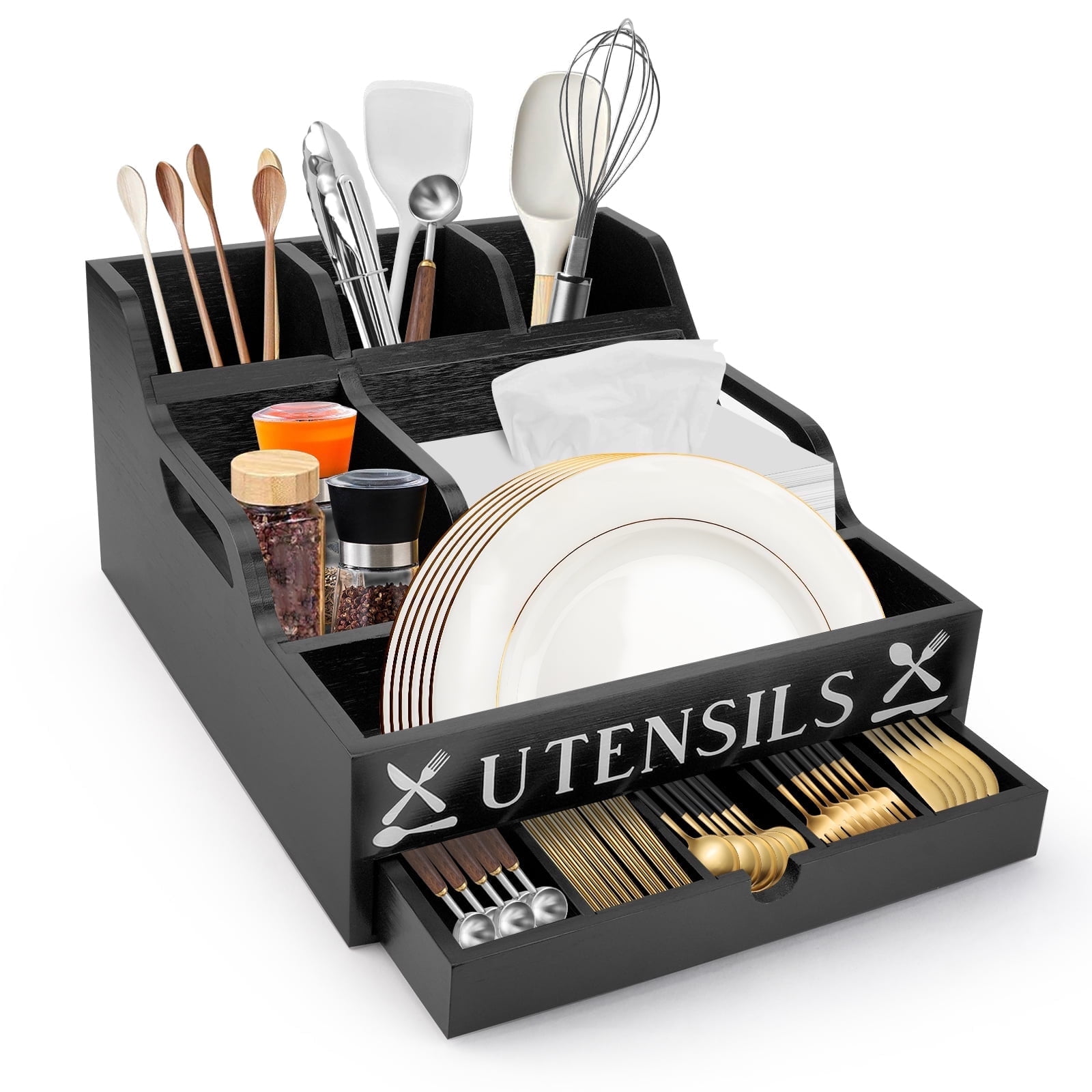 Paper Plate Dispenser Countertop, Paper Plate Holder for Kitchen ...