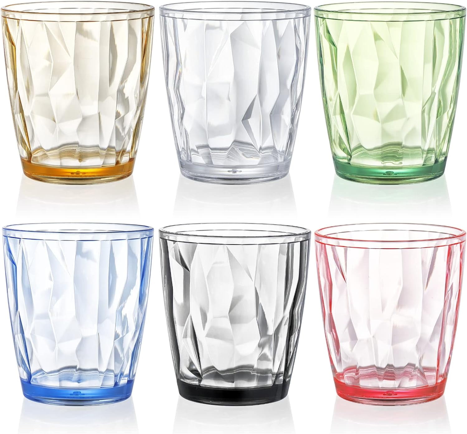 IEMIEBSHA Set of 6 Reusable, Shatterproof Drinking Glasses, 10.5 Oz ...