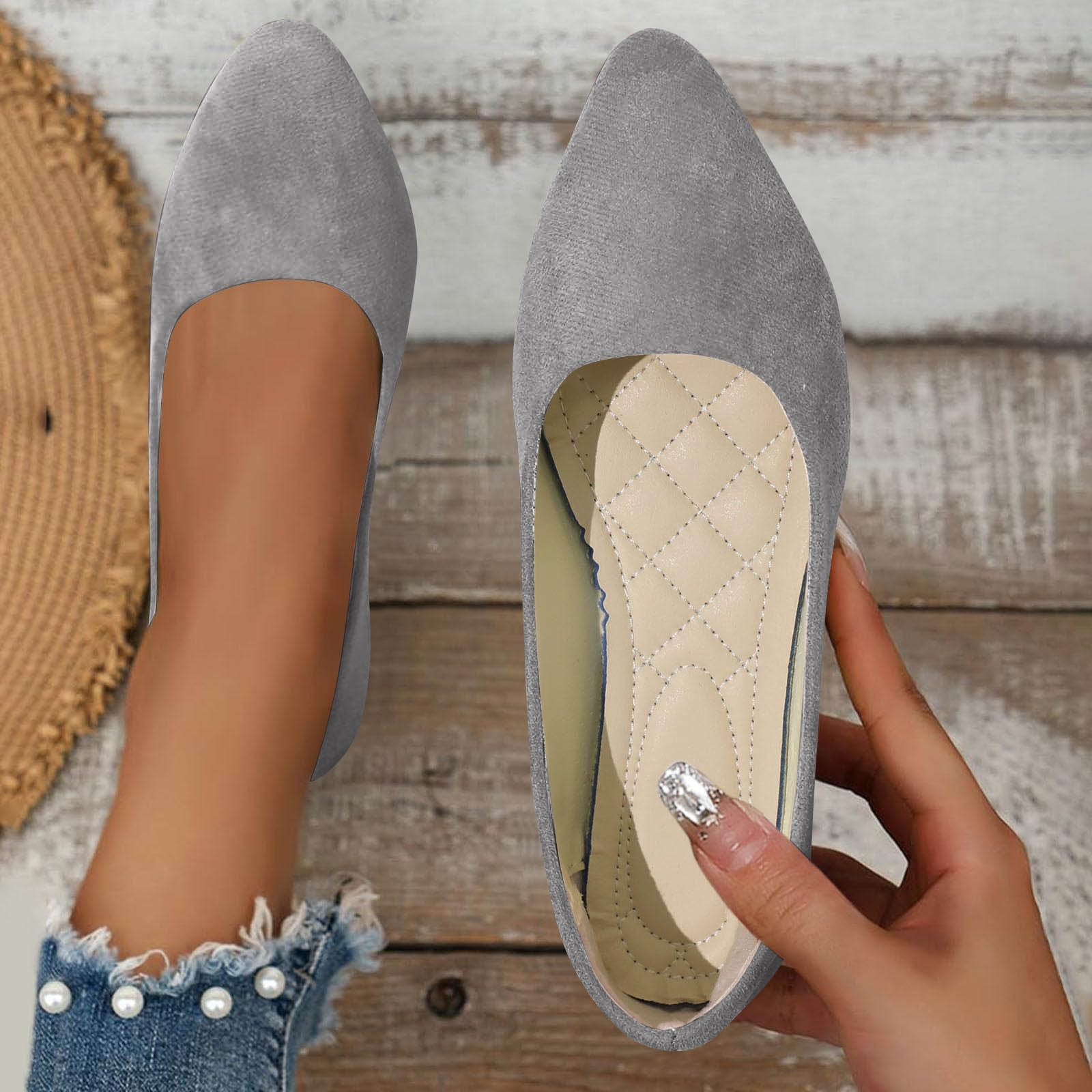 IEMIEMIEM Flat Shoes for Women Slip On Comfortable Walking Ballerina ...