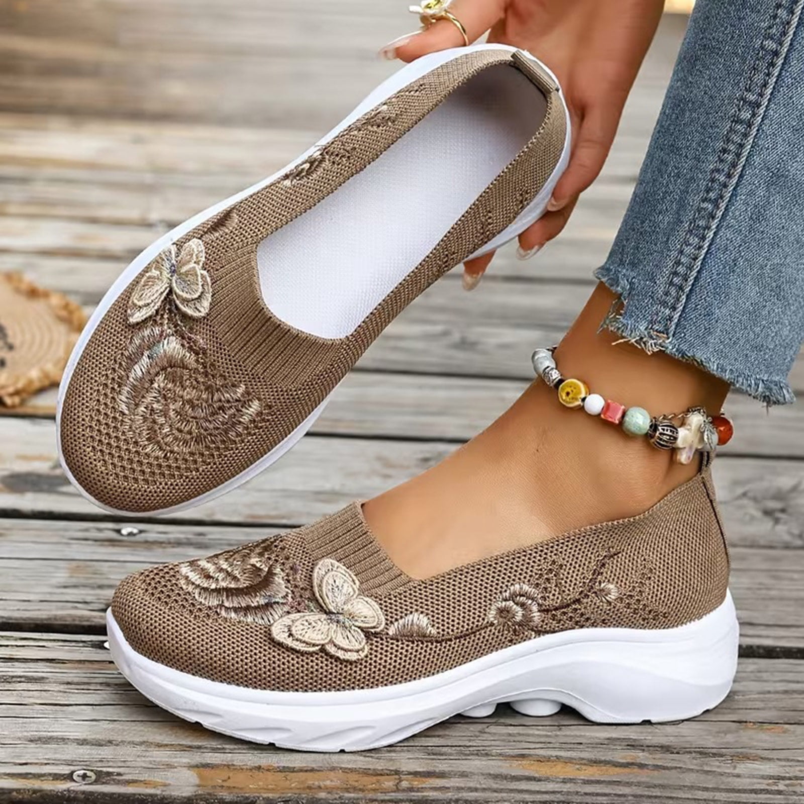 IEMIEMIEM Orthopedic Shoes for Women Arch Support Non Slip Bow & Floral ...