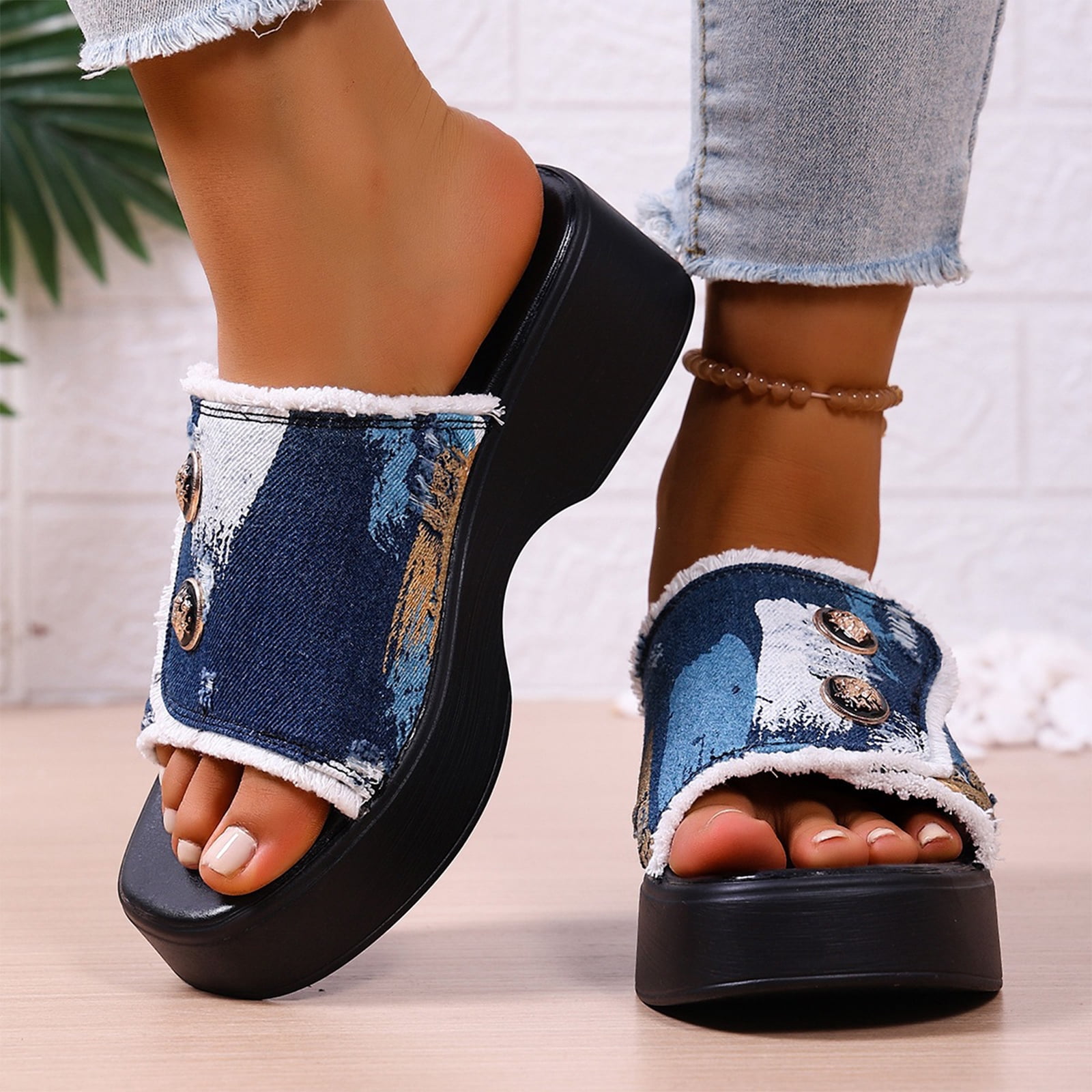 IEMIEMIEM Women's Wedge Sandals Platform Slides Comfortable Lightweight ...