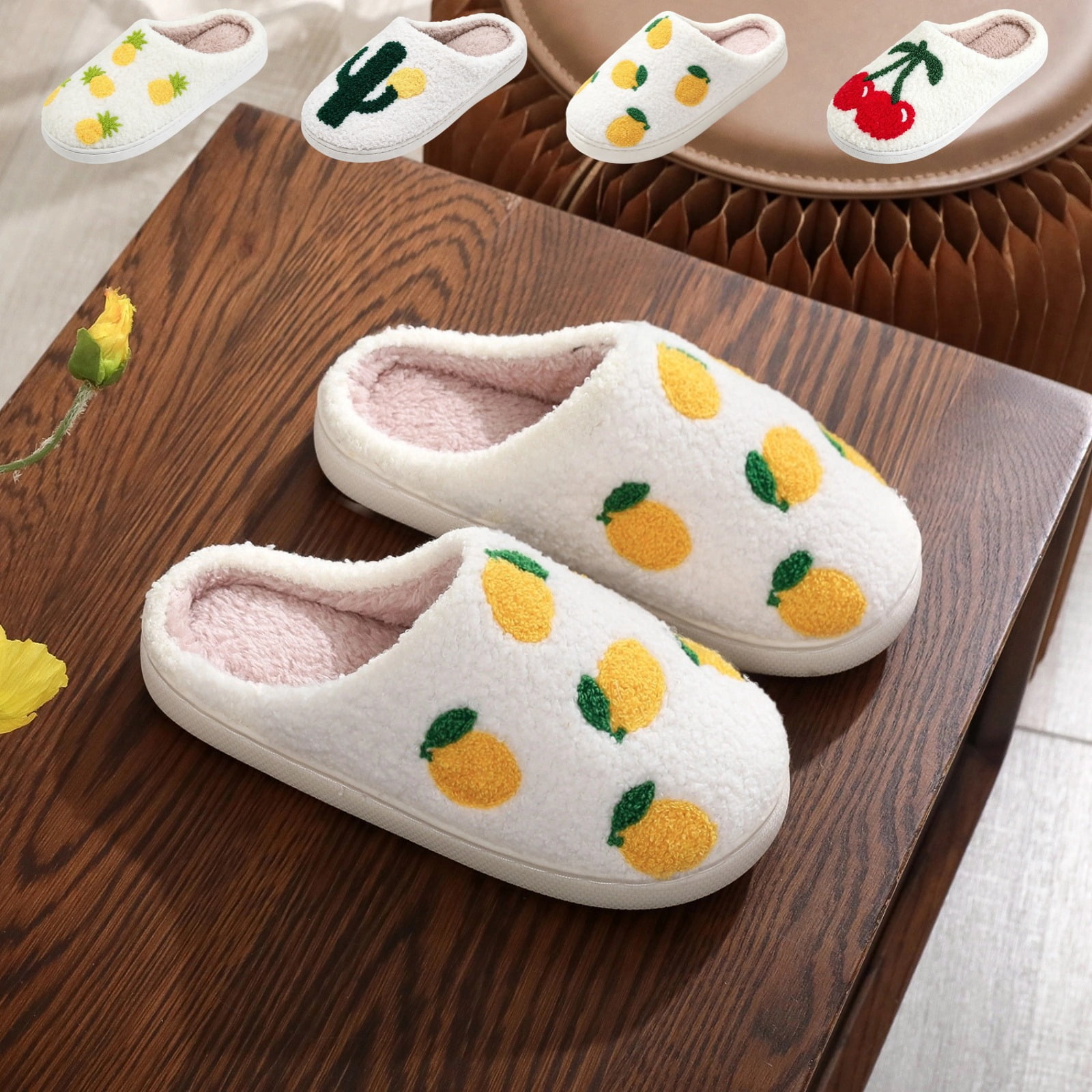 IEMIEMIEM Womens Slippers Fruit Plant Patterns Various Cartoon Patterns ...
