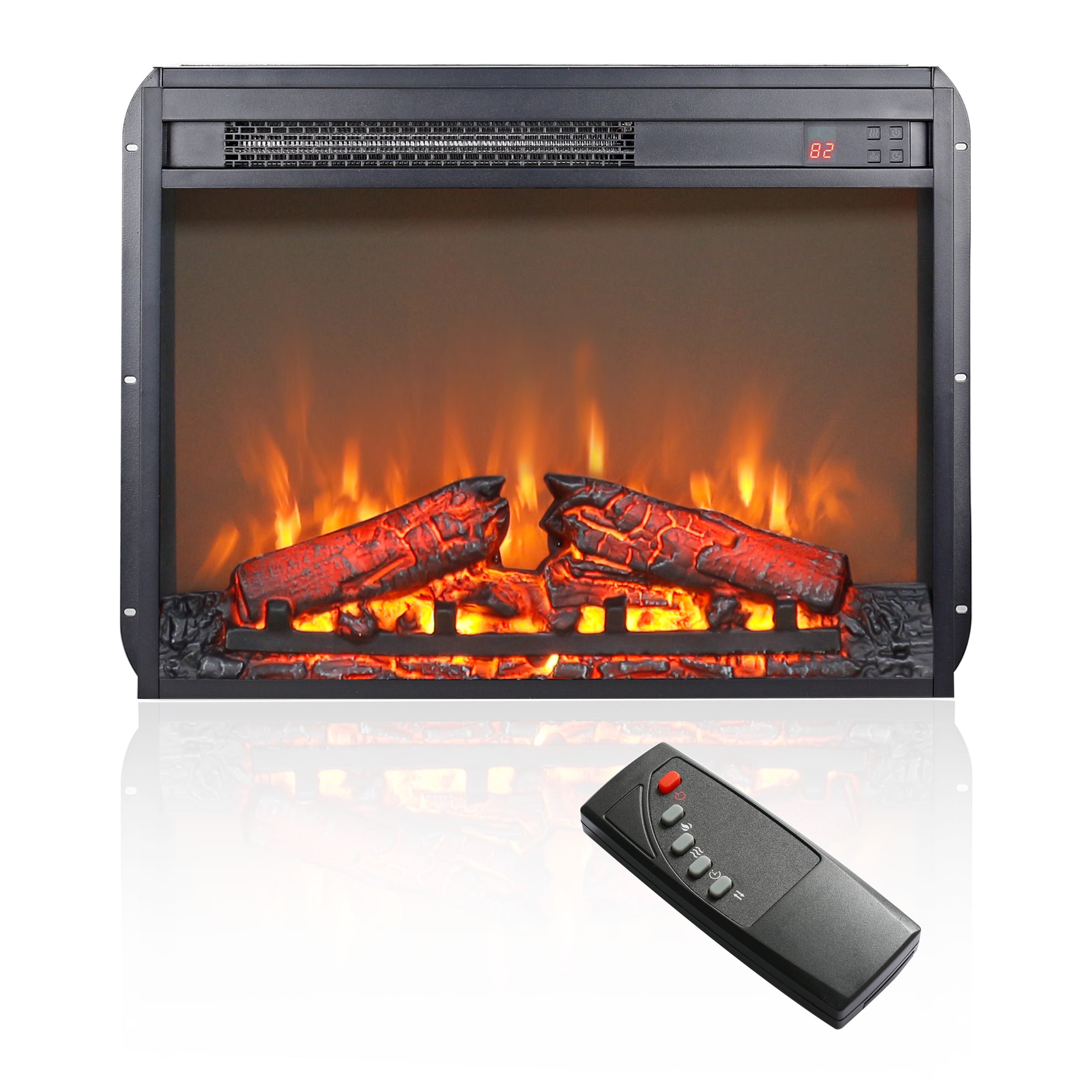 IETEK 23'' Electric Fireplace Insert, Ultra Thin Heater, Log Set ...