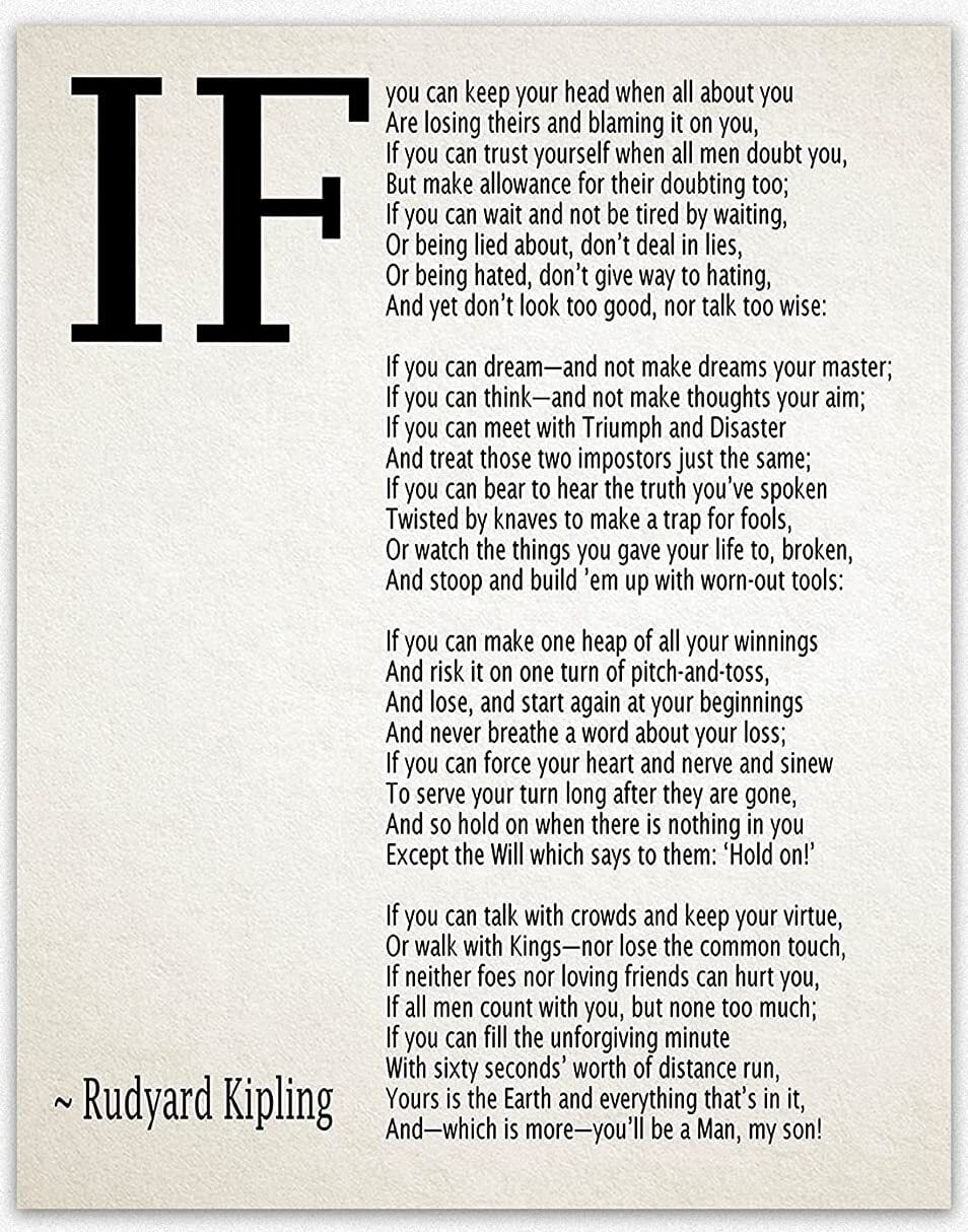 IF Poem Art Print IF Poem By Rudyard Kipling Art Print IF If Poem If ...