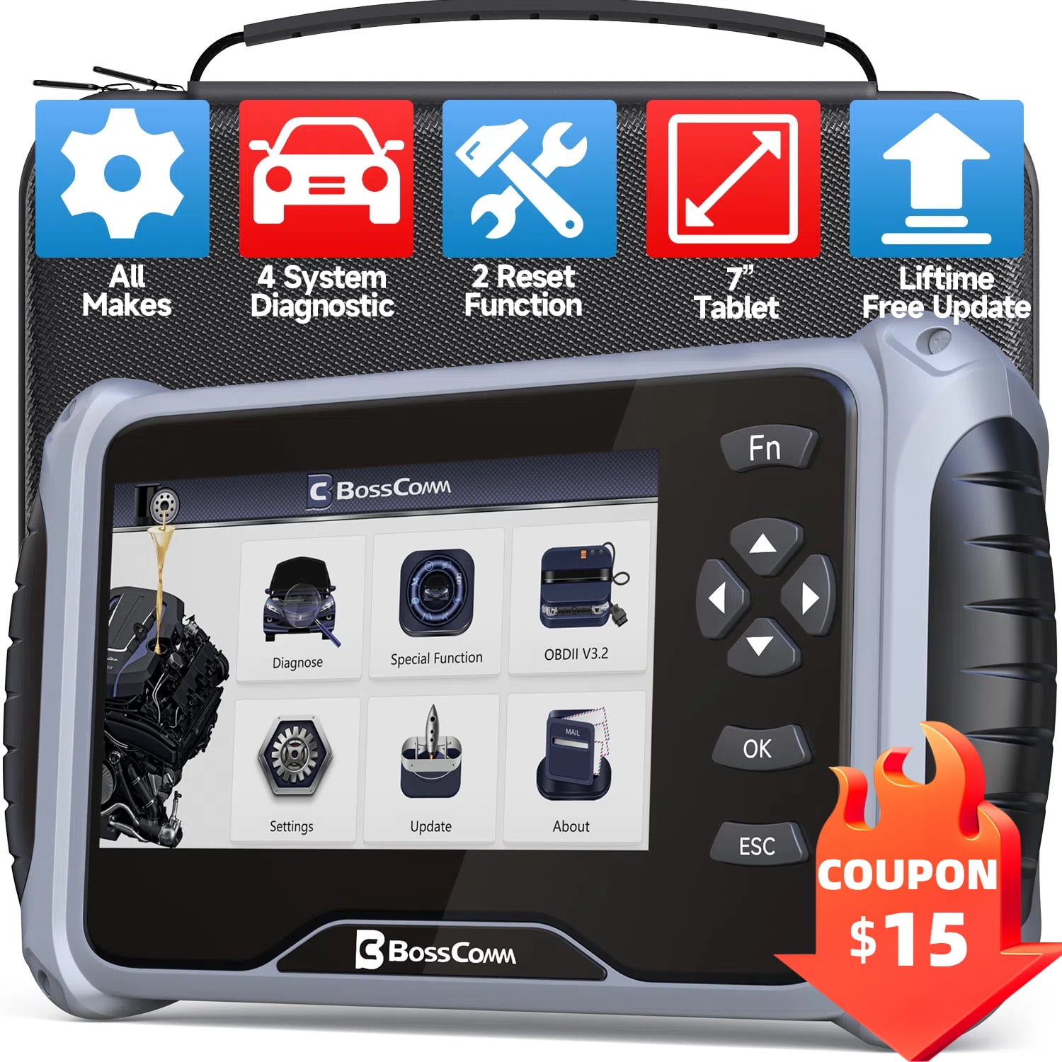 IF740 Code Reader OBD2 Scanner, ABS-SRS-Transmission-Check Engine Car ...