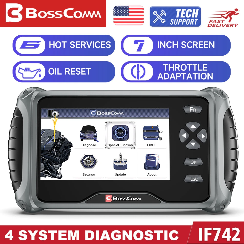 IF742 Car Scanner, 7" Transmission-ABS-SRS-Engine OBD2 Scanner with ABS Bleed-Throttle Relearn ...