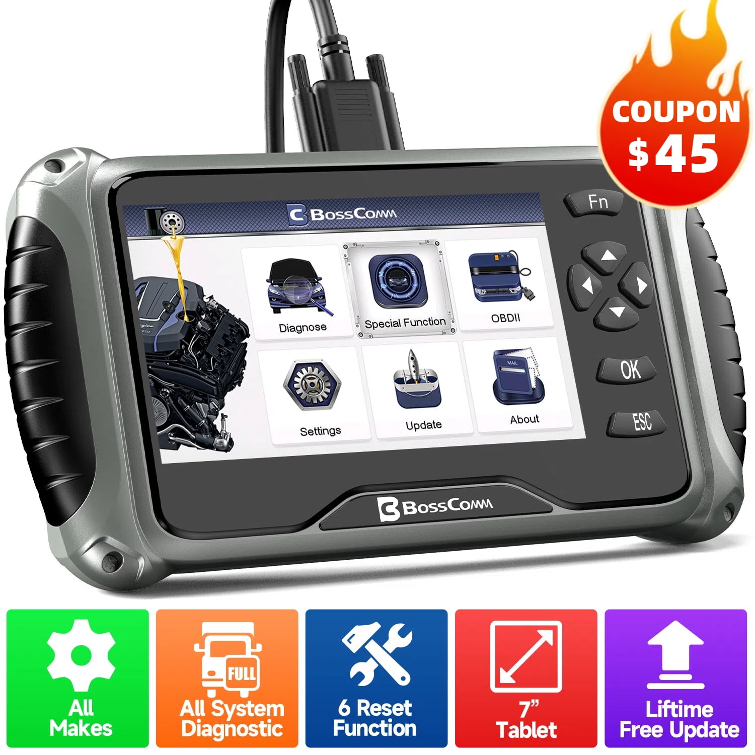 IF745 OBD2 Scanner Diagnostic Tool, All System HVAC Car Diagnostics ...