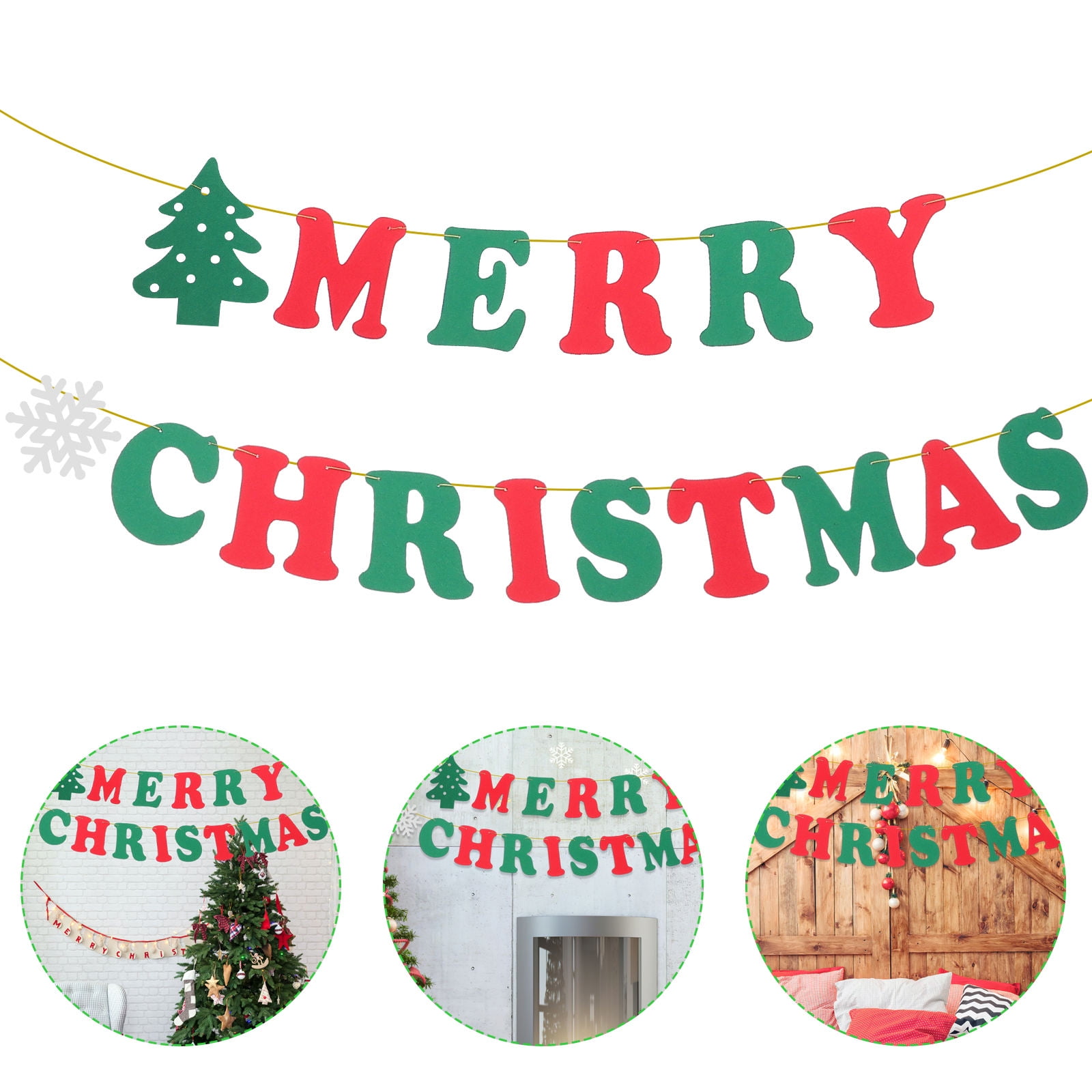 IFANLANDOR 1 Set Green Ribbon Merry Christmas Banner for Hosts and Home ...