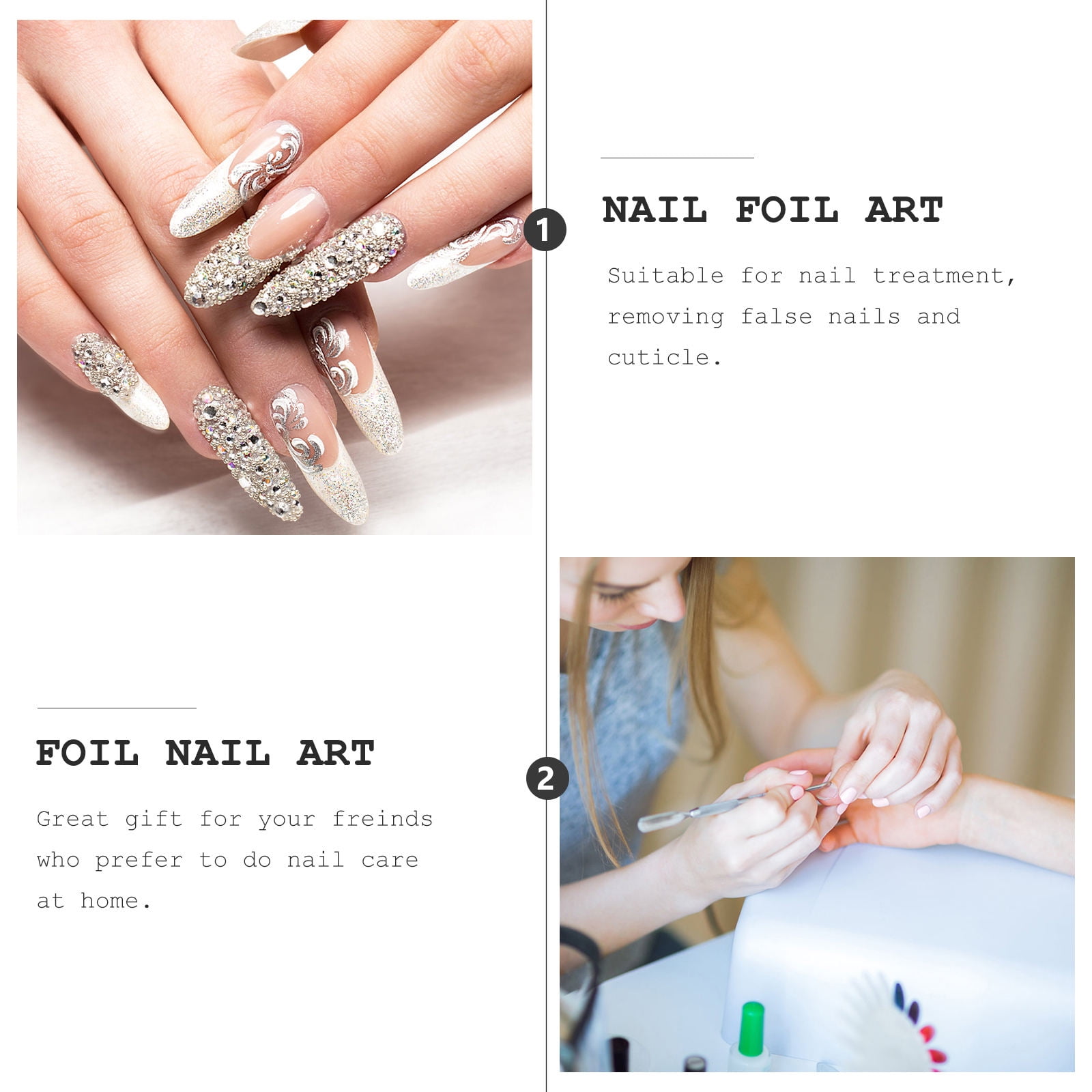 IFANLANDOR 10Pcs French Extension Nail Form Silver Foil Reusable ...