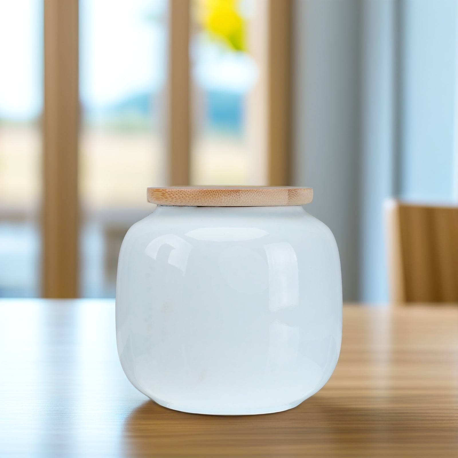 IFANLANDOR 1Pc White Ceramic Canister With Lid For Sealed Storage Round ...