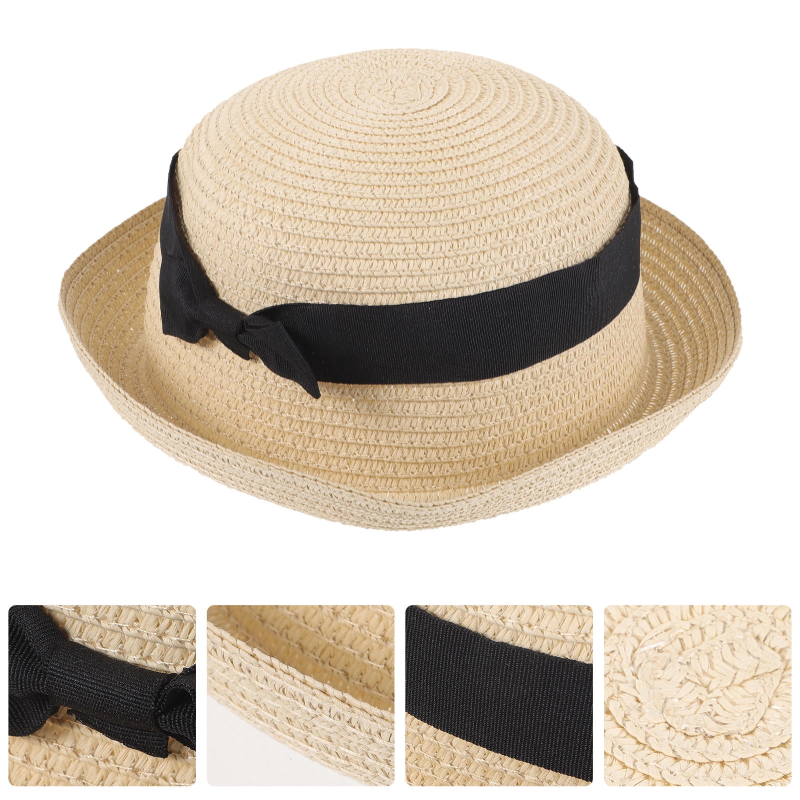 IFANLANDOR 1Pcs Bowler Beach Cap Girl Hats Summer Beige Color Wide Brim ...