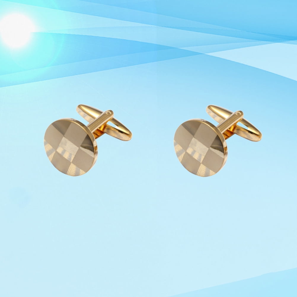 IFANLANDOR 2Pcs Golden Cufflinks for Men with Simple Design and Copper Material for Formal and ...