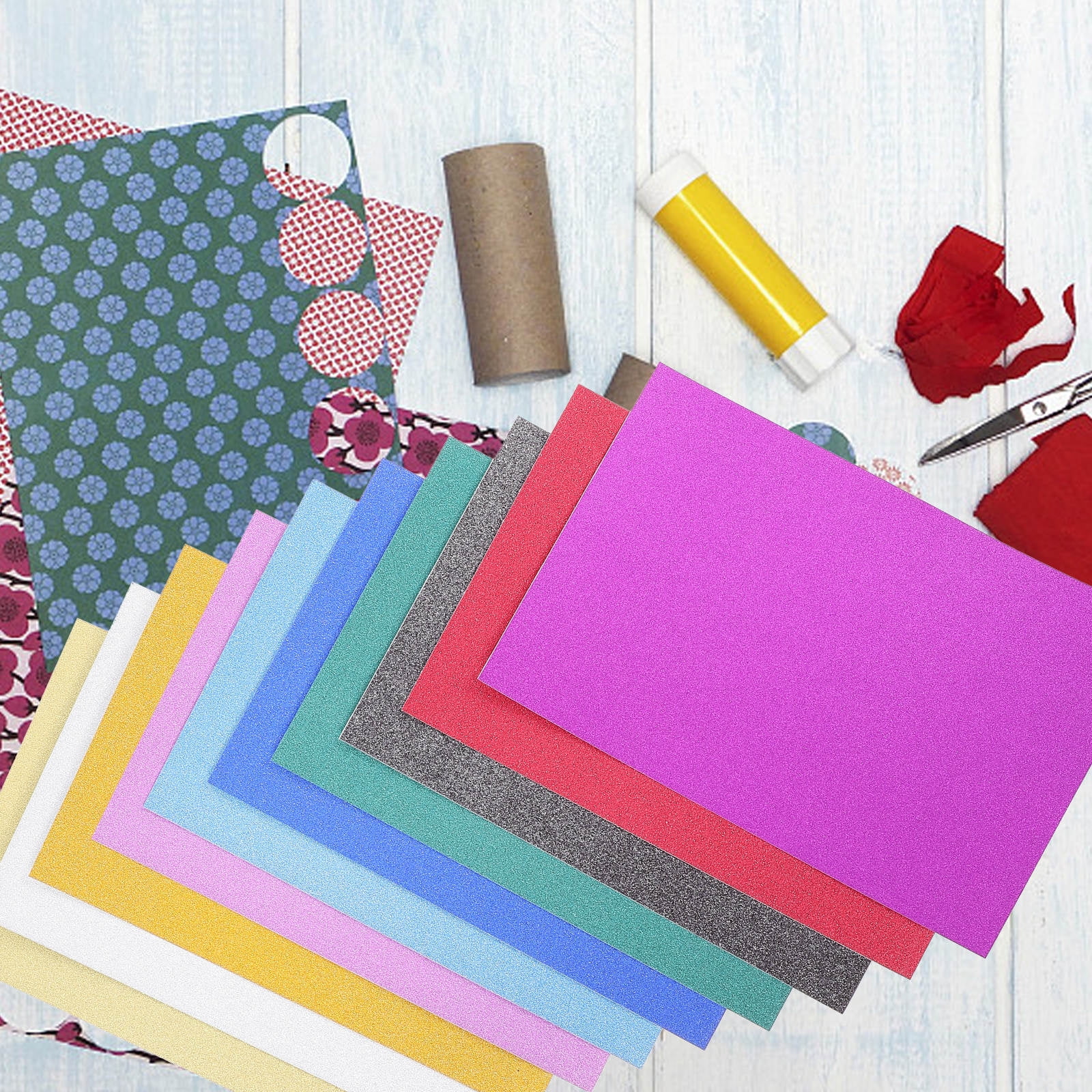 IFANLANDOR 40Pack Shimmery Cardstock Paper Assorted Color Square for ...