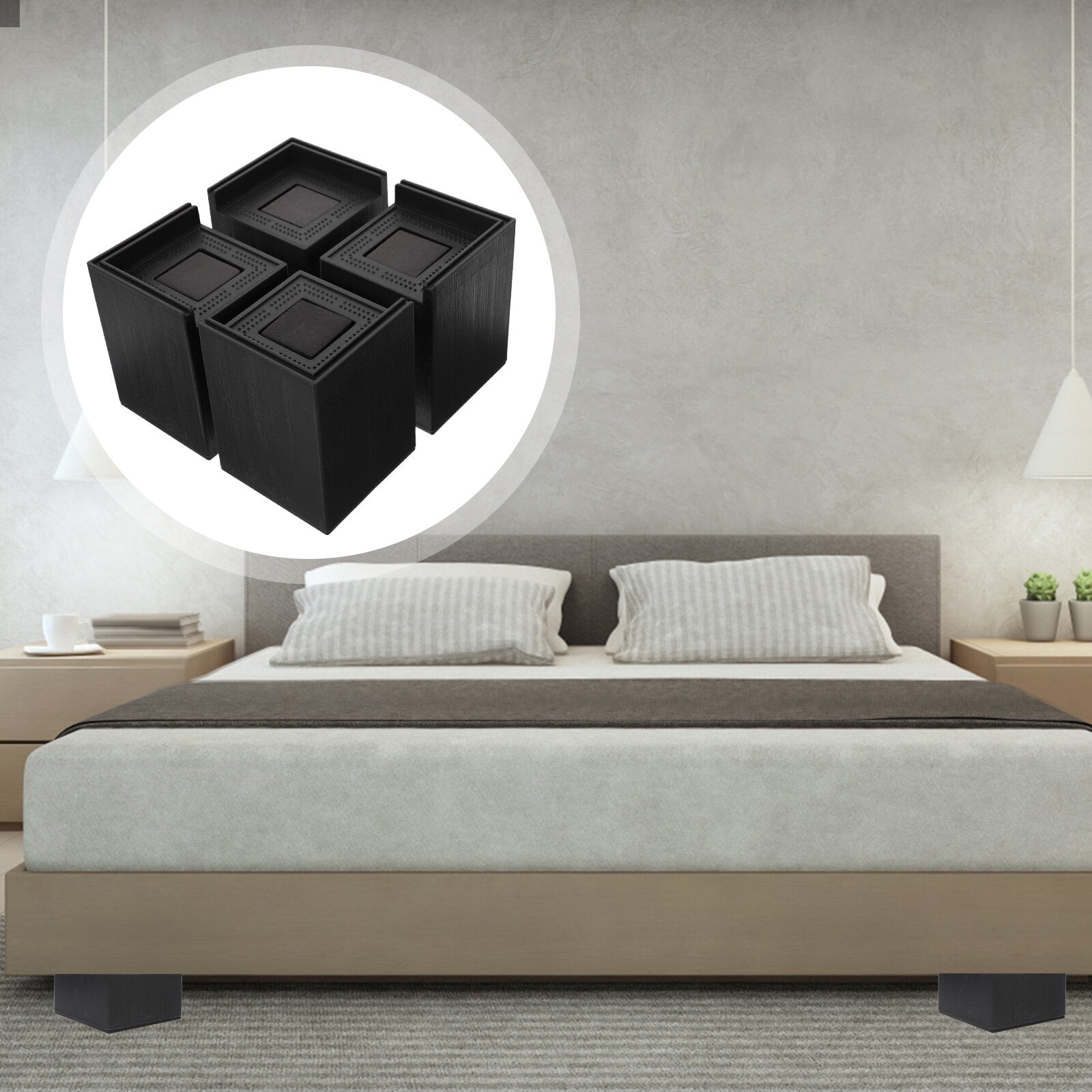 IFANLANDOR 4Set Furniture Riser Blocks for Table Leg Extension in Black ...