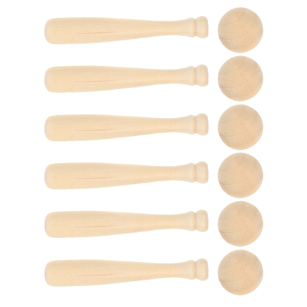 IFANLANDOR 55Pcs Baseball and Bat Shaped Wooden Toys for Children and ...