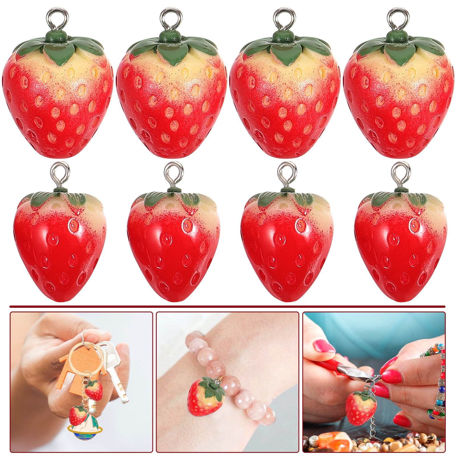 IFANLANDOR 8Pcs Small Strawberry Charms for Jewelry Making Assorted ...