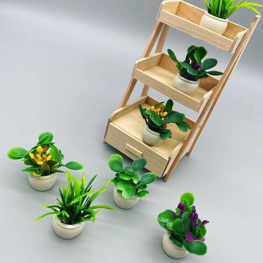 IFANLANDOR 8Set Mini Potted Plants for Dollhouse with Tiny Shape and ...