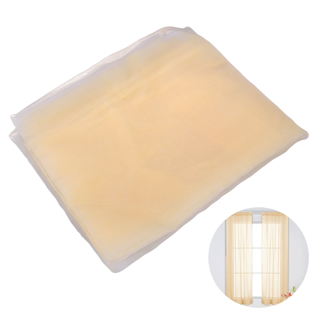 IFANLANDOR Coloured Net Curtains 1Set Bright Yellow Transparent Tulle ...