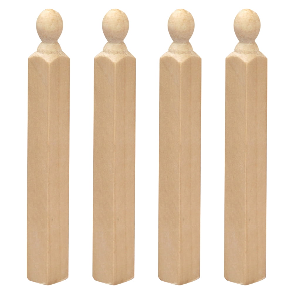 IFANLANDOR Dollhouse Stair Spindles 4Pcs Khaki Birch Pillar Shape for ...